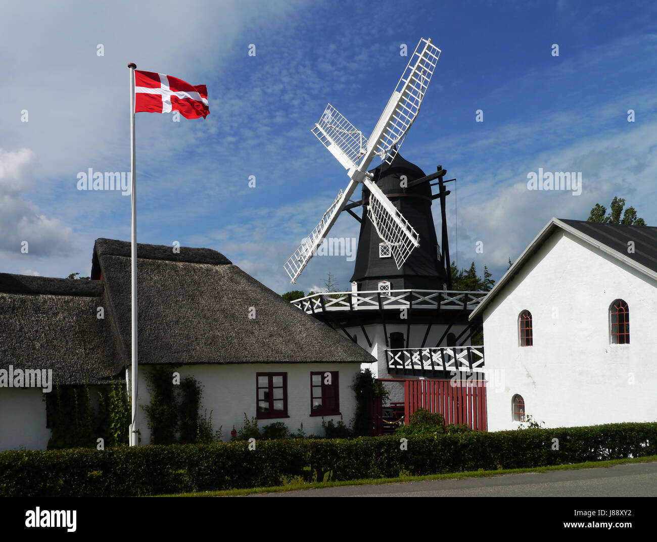 denmark, windmill, mill, farmhouse, agriculture, farming, denmark, flag ...