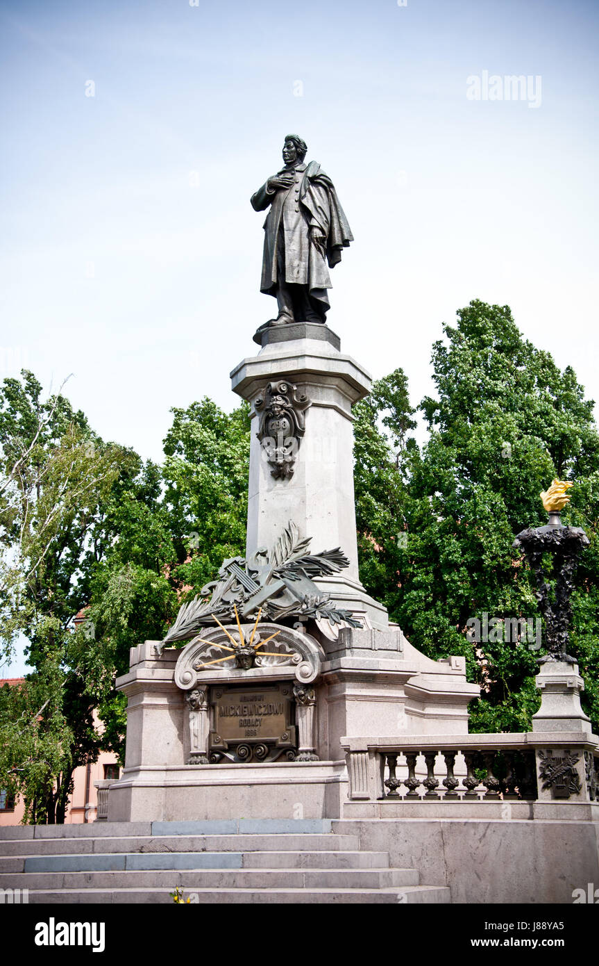 monument, famous, statue, poland, warsaw, poet, landmark, historical ...