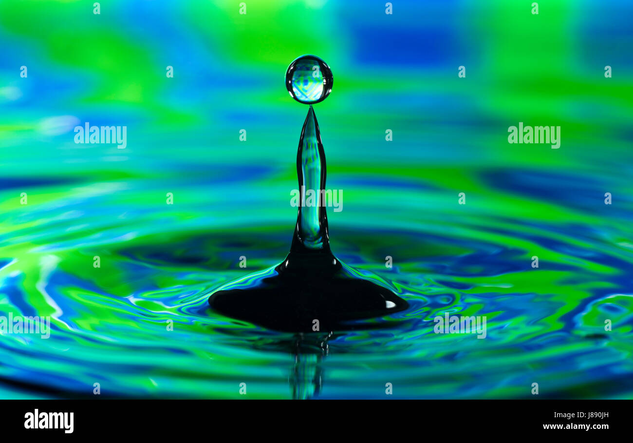 blue, ball, green, rings, fall, splash, shafts, water, drop, drip ...
