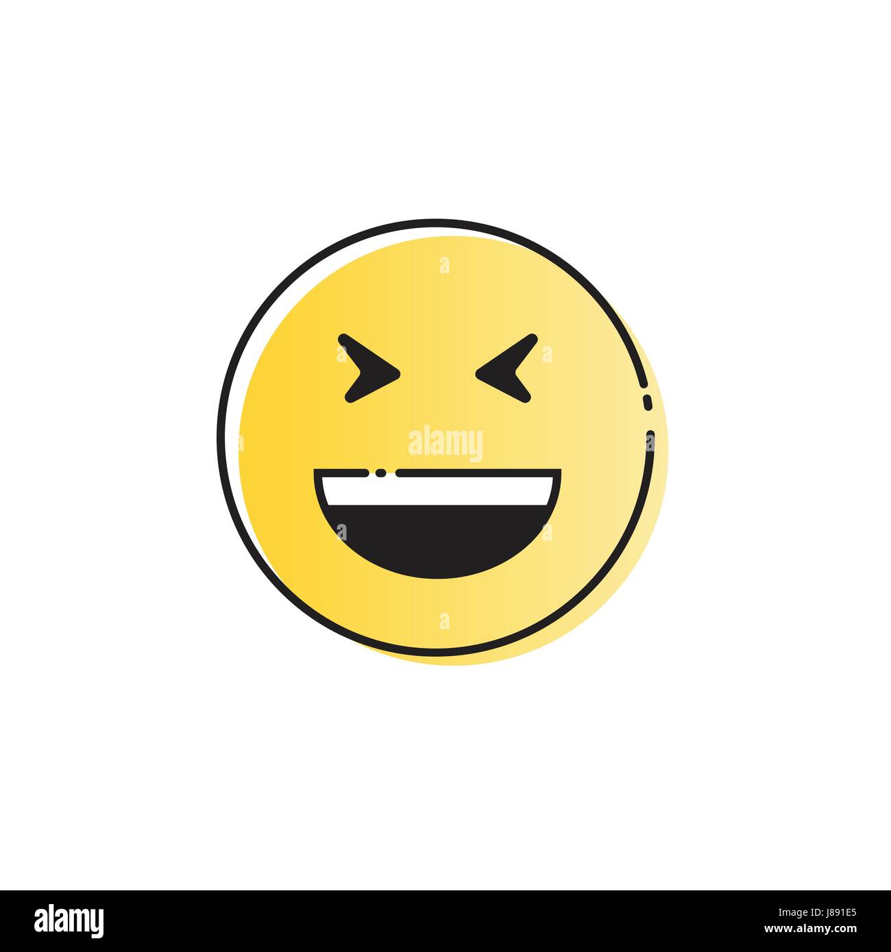 Yellow Smiling Cartoon Face Laugh Positive People Emotion Open Mouth ...