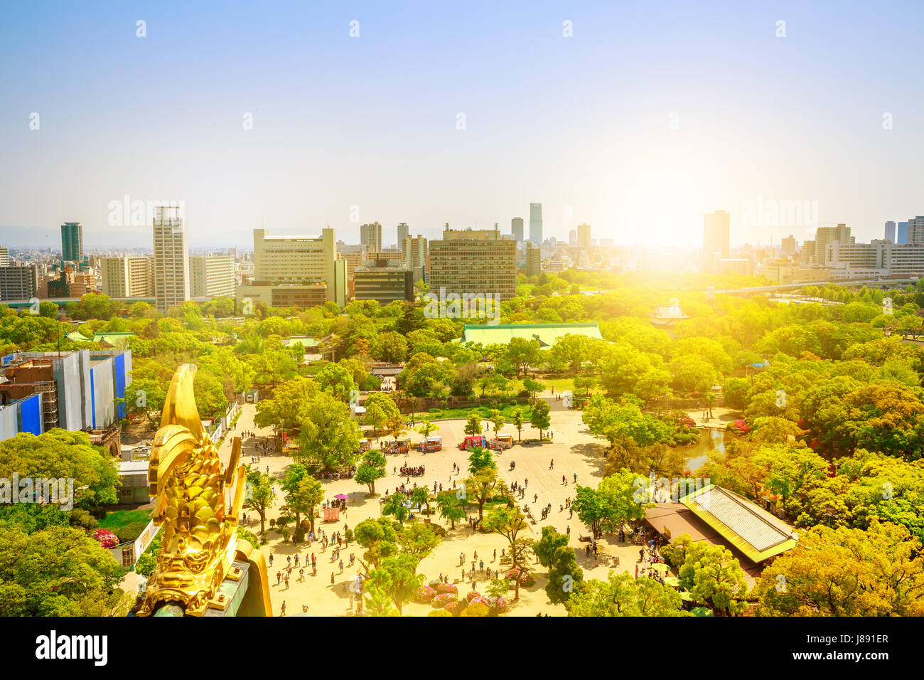 Aerial view osaka castle park hi-res stock photography and images - Alamy