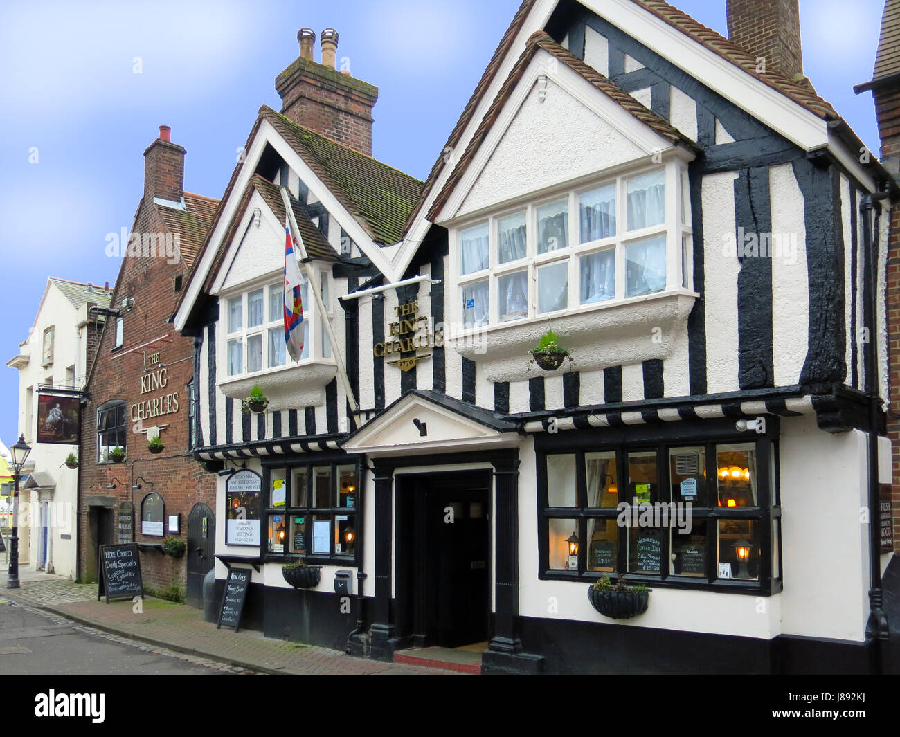 The historic King Charles pub in the Old Town of Poole, Dorset, England ...