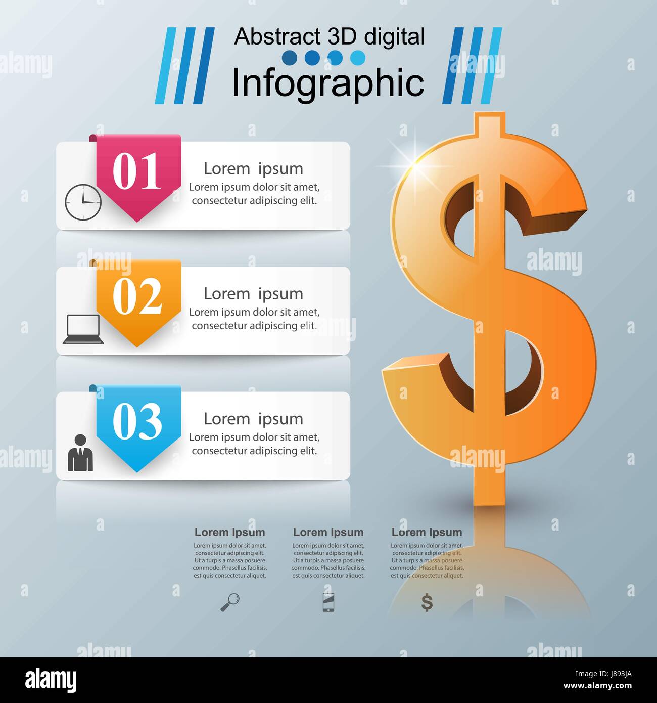 3D infographic design. Dollar icon Stock Vector Image & Art - Alamy