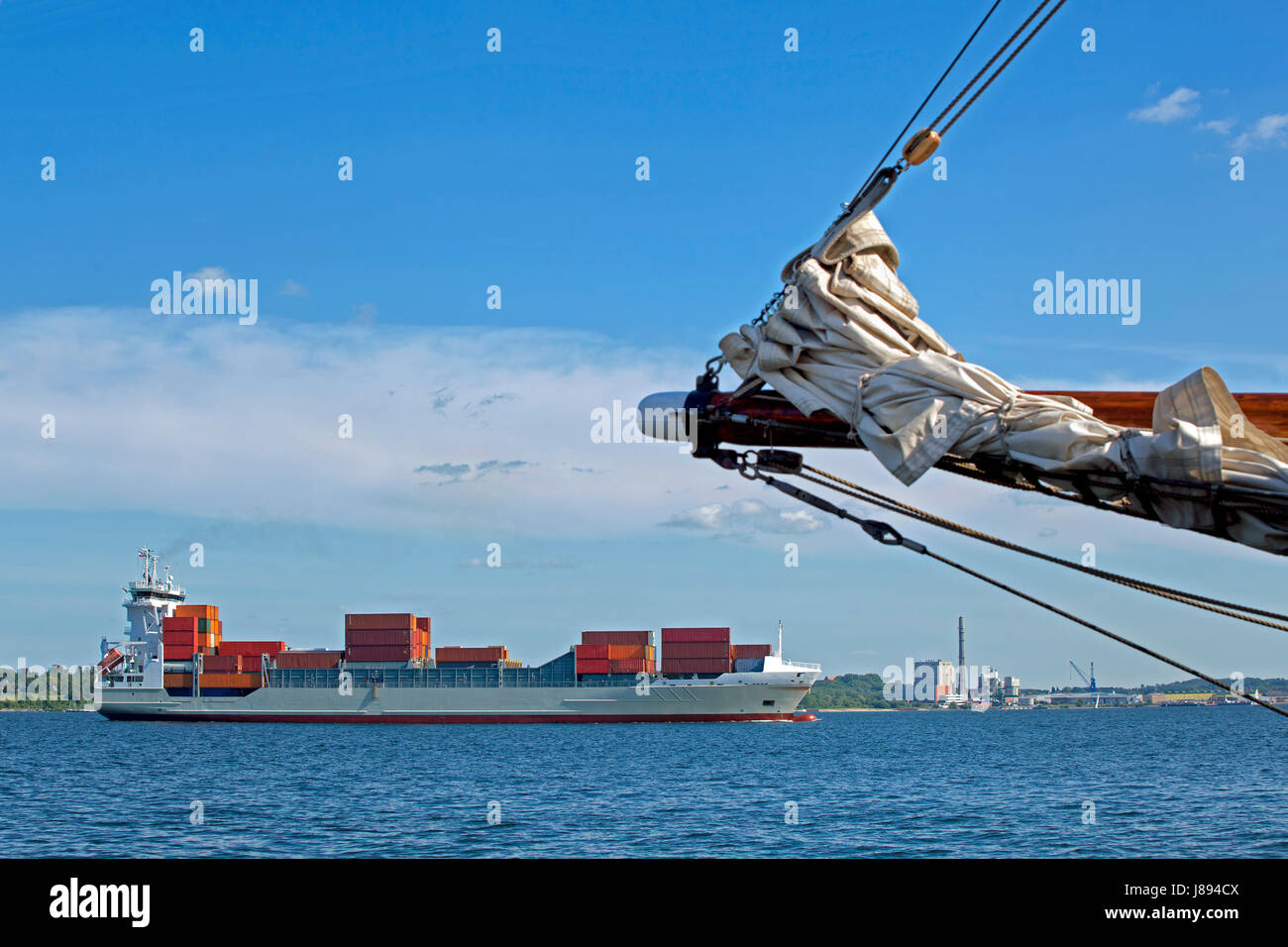 container ship at the kiel fjord Stock Photo - Alamy