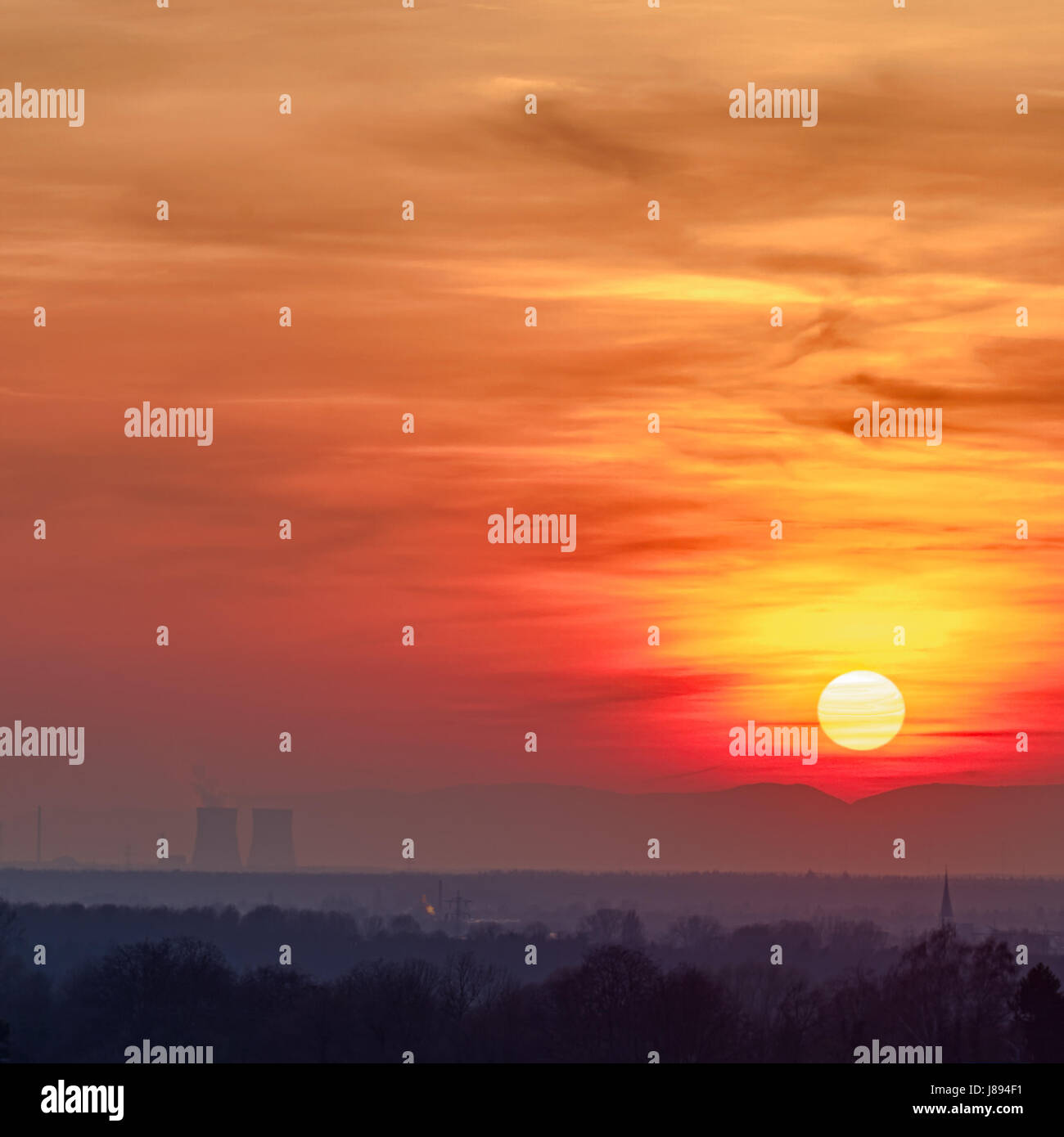 horizon, nuclear power station, radioactive, landscape, scenery ...