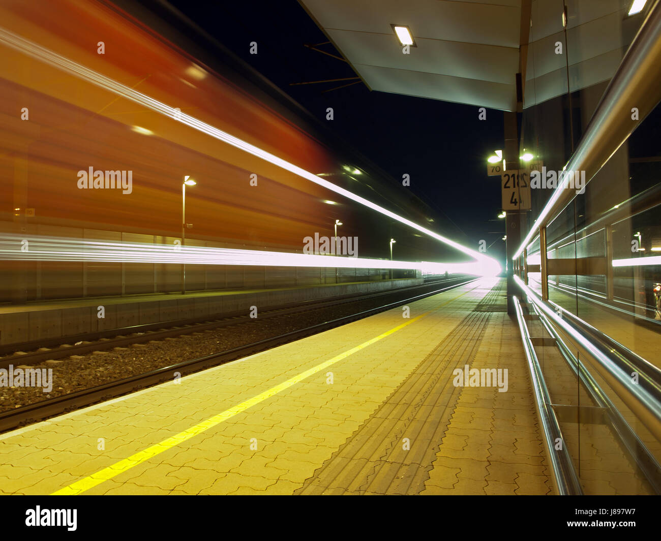 train locomotive in motion - lights Stock Photo - Alamy