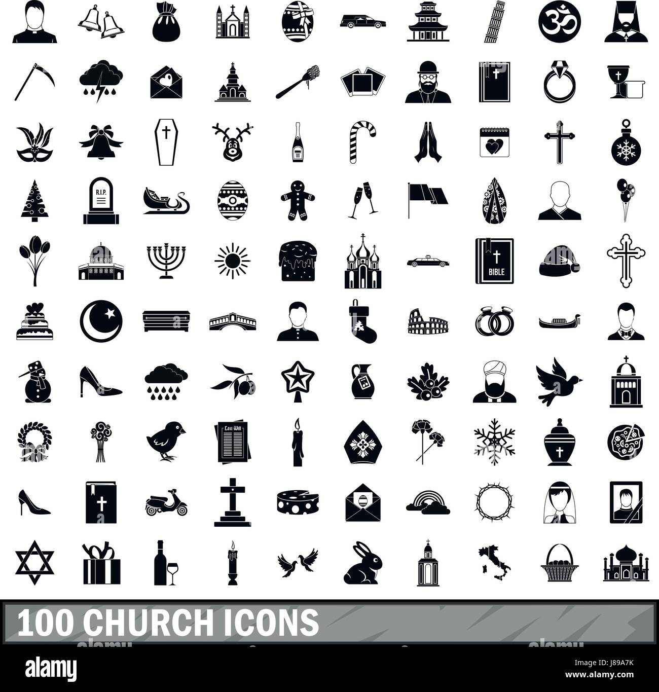 100 church icons set, simple style Stock Vector Image & Art - Alamy