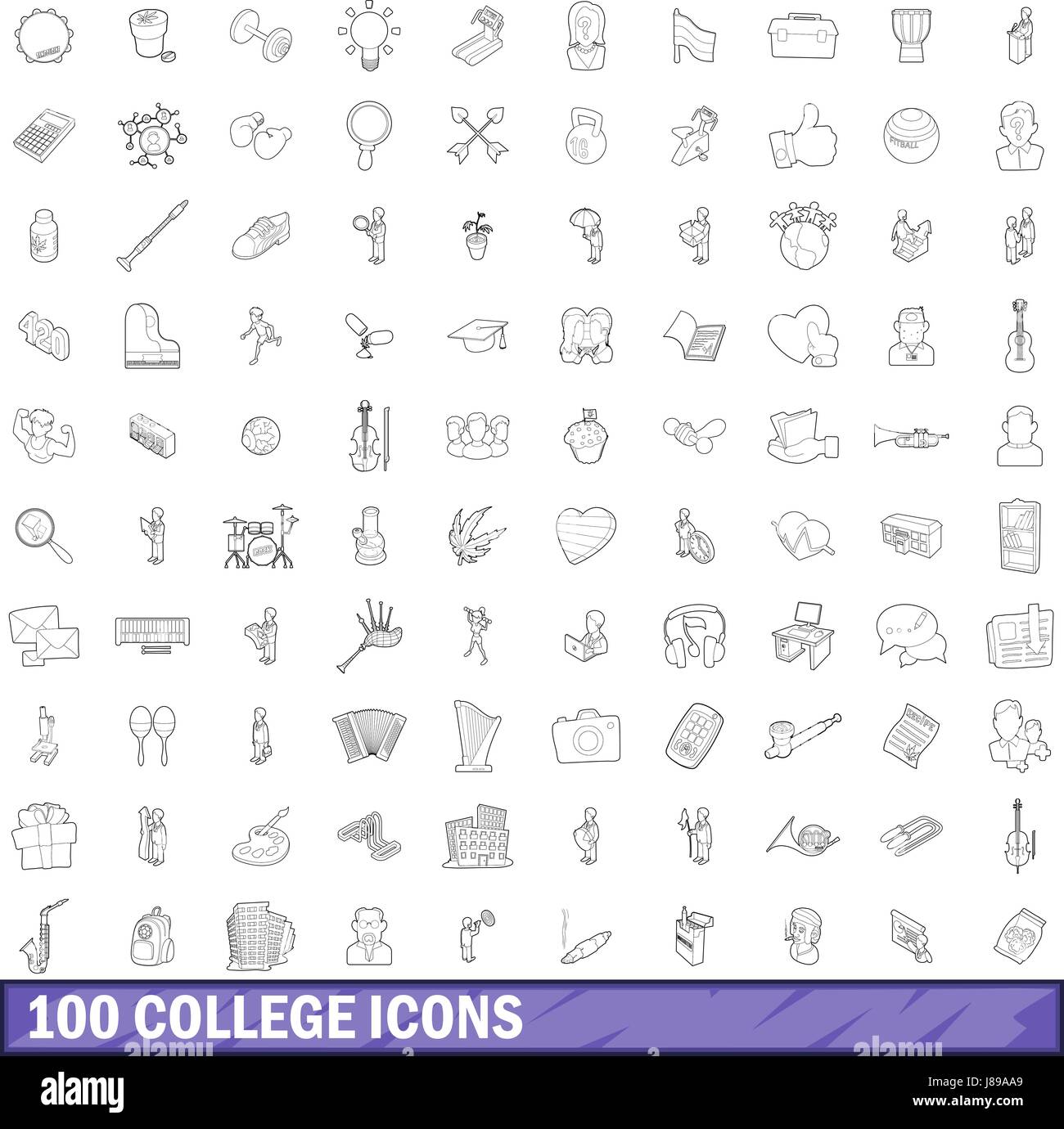 100 college icons set, outline style Stock Vector Image & Art - Alamy