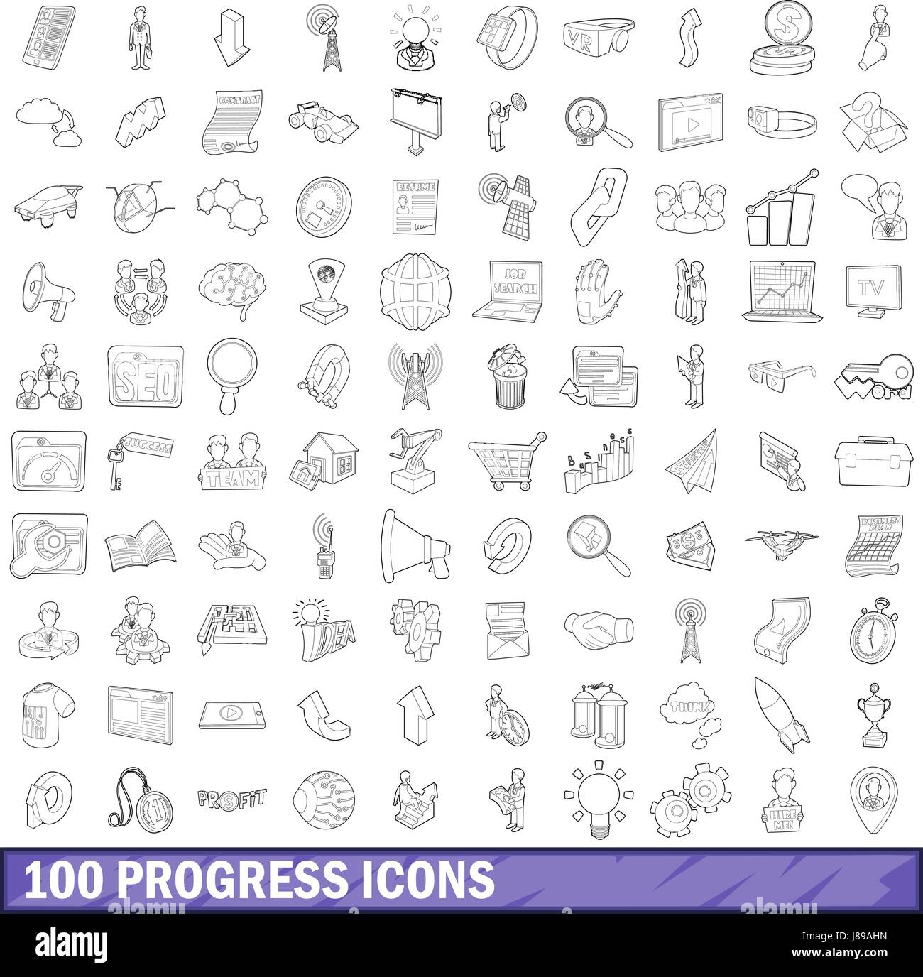 100 progress icons set, outline style Stock Vector Image & Art - Alamy