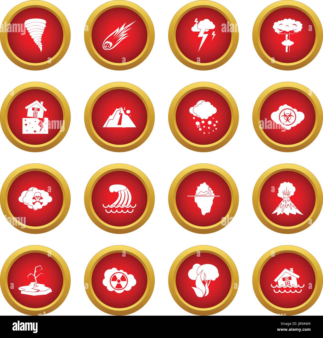 Natural disaster icon red circle set Stock Vector Image & Art - Alamy