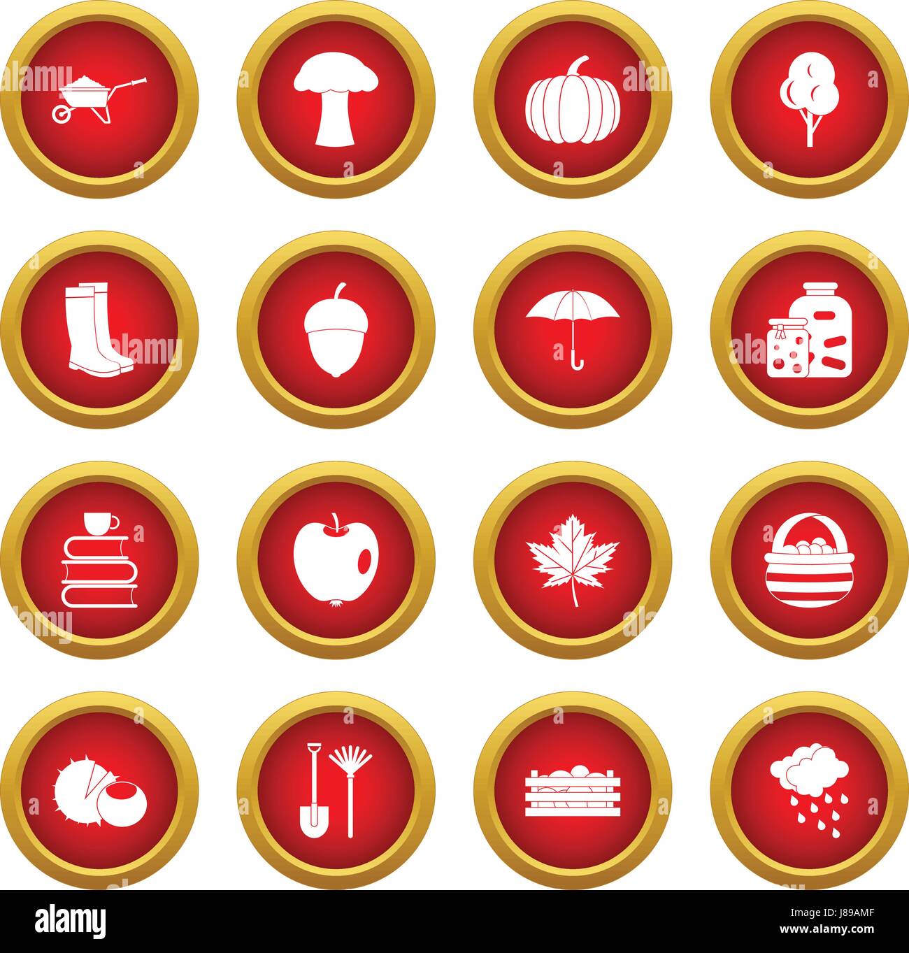 Autumn icon red circle set Stock Vector Image & Art - Alamy