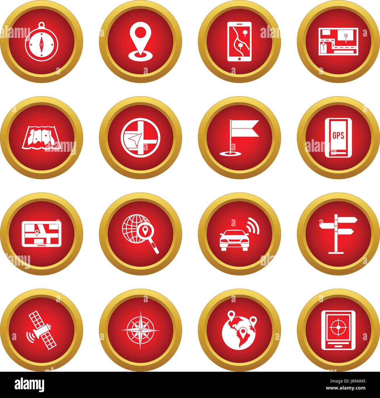 Navigation icon red circle set Stock Vector Image & Art - Alamy