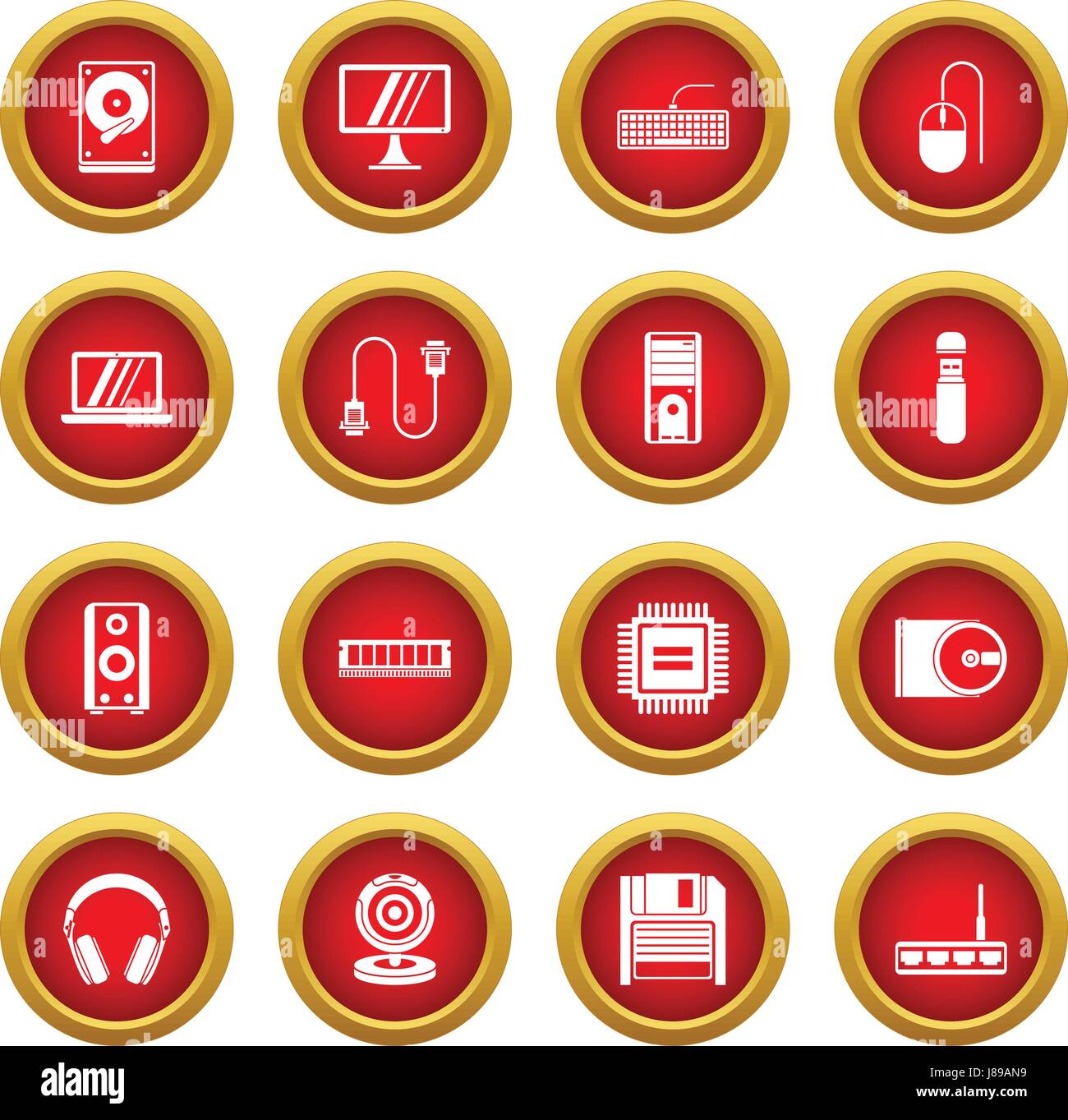 Computer icon red circle set Stock Vector Image & Art - Alamy