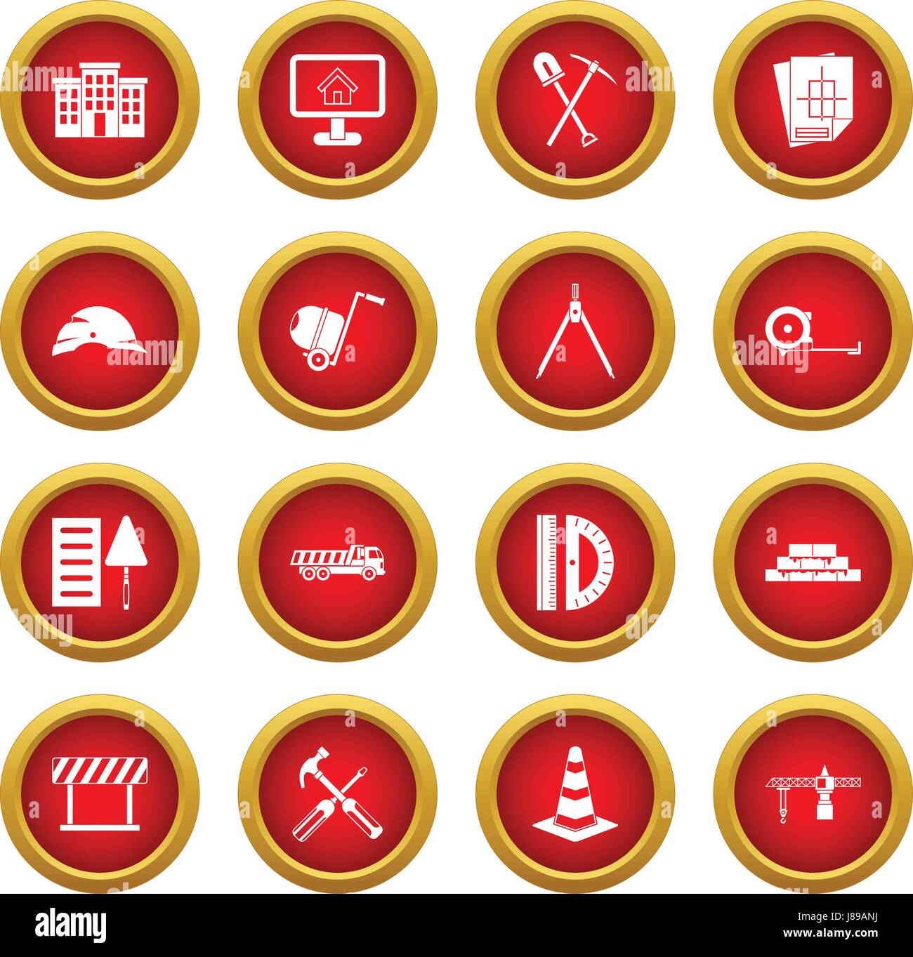 Construction icon red circle set Stock Vector Image & Art - Alamy