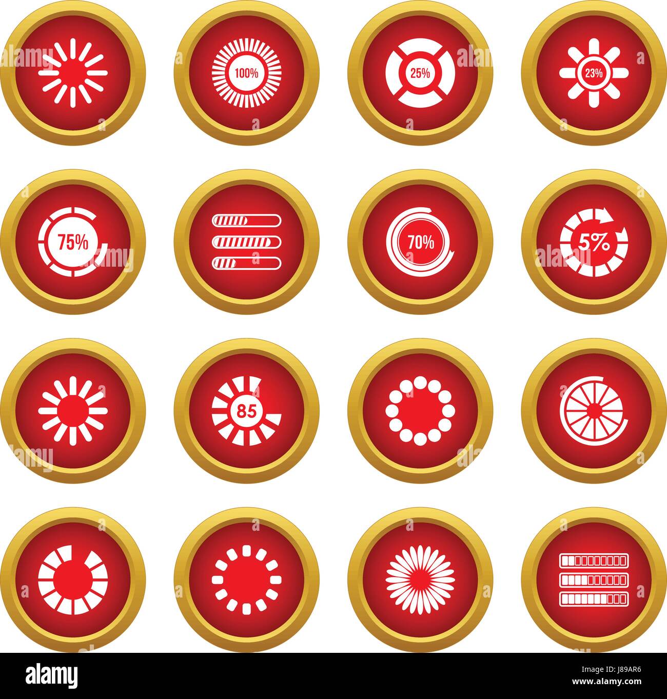 Loading bars and preloaders icon red circle set Stock Vector Image ...