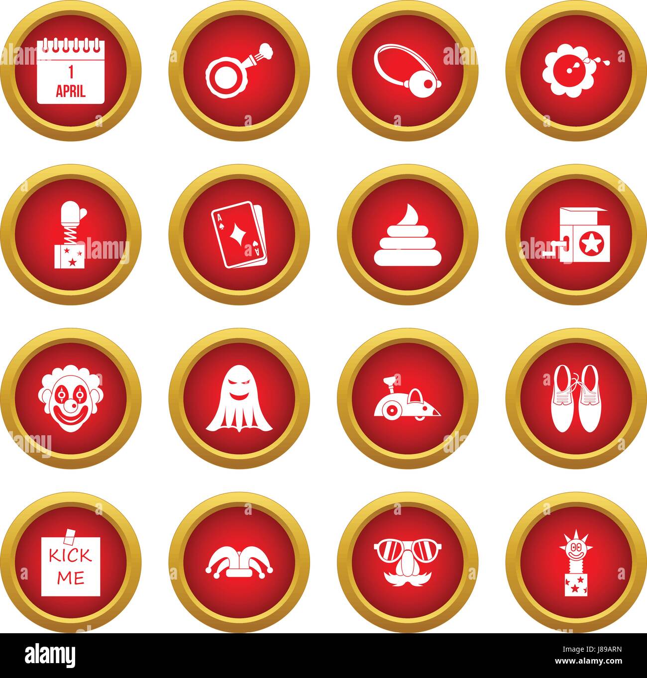 April fools day icon red circle set Stock Vector Image & Art - Alamy