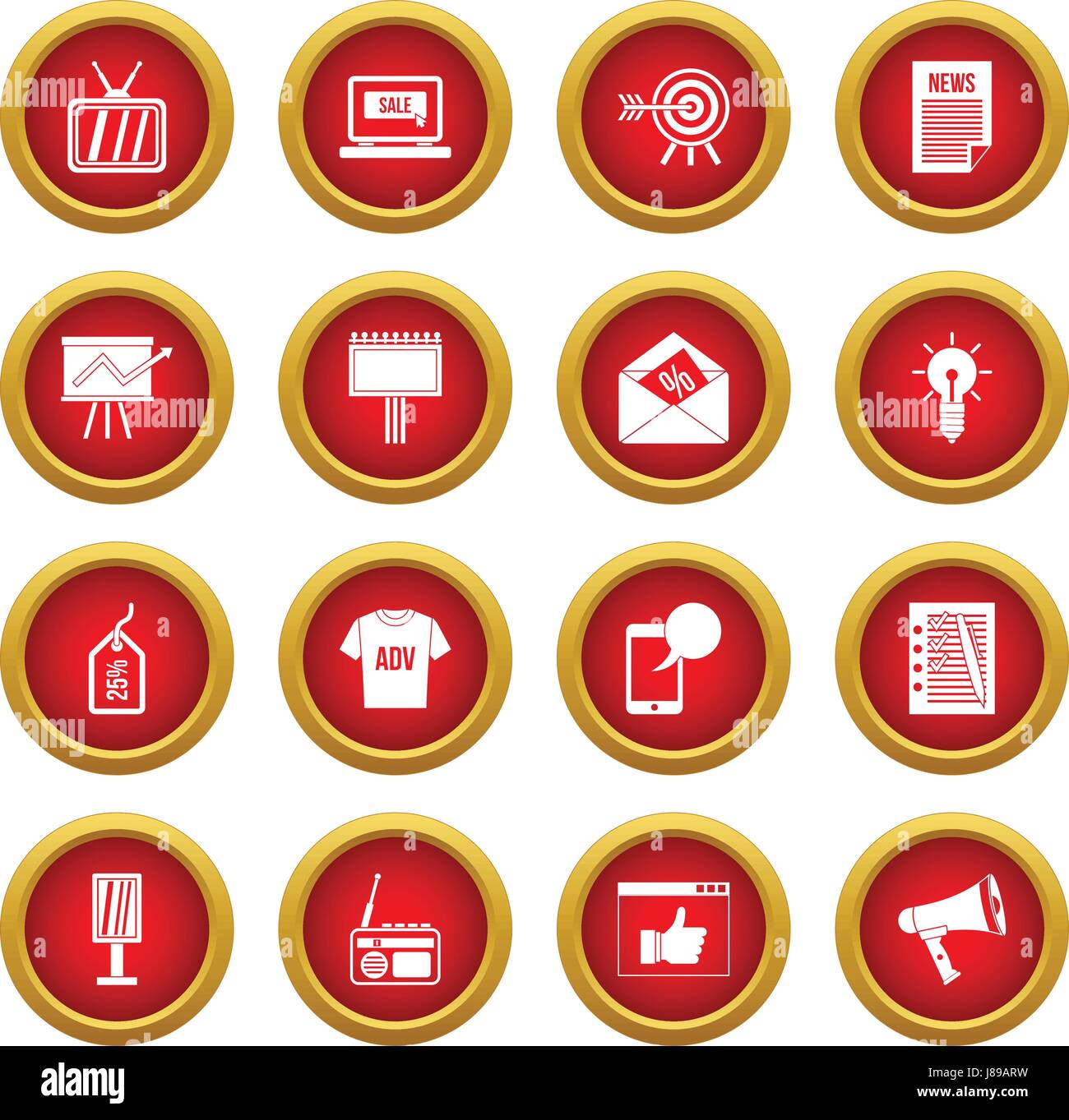 Advertisement icon red circle set Stock Vector Image & Art - Alamy
