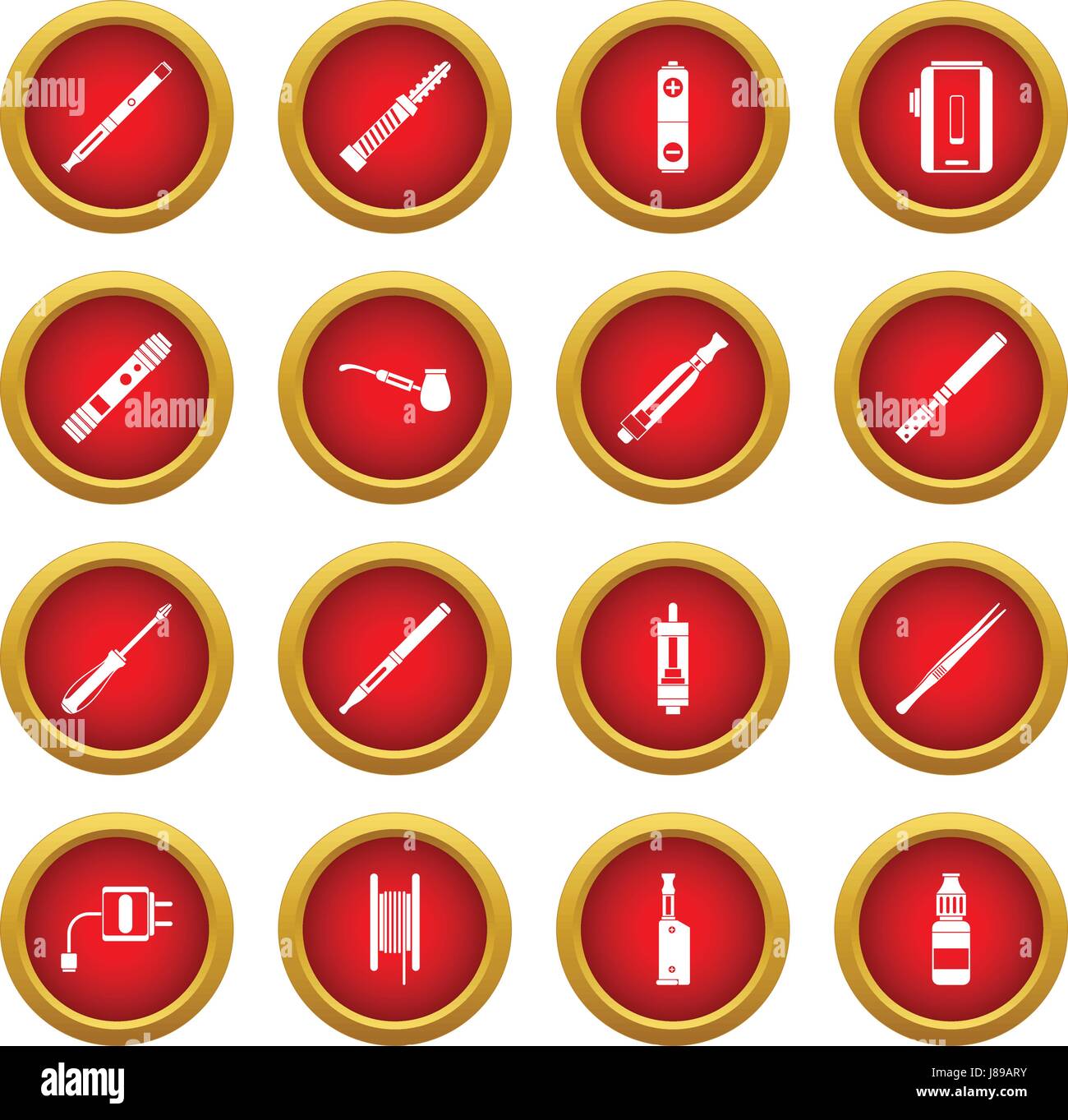 Vaping icon red circle set Stock Vector Image & Art - Alamy
