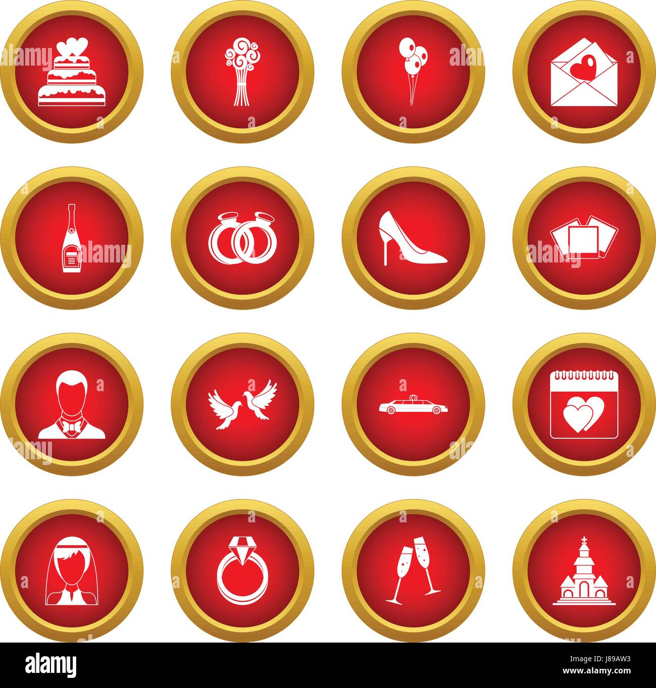 Wedding icon red circle set Stock Vector Image & Art - Alamy
