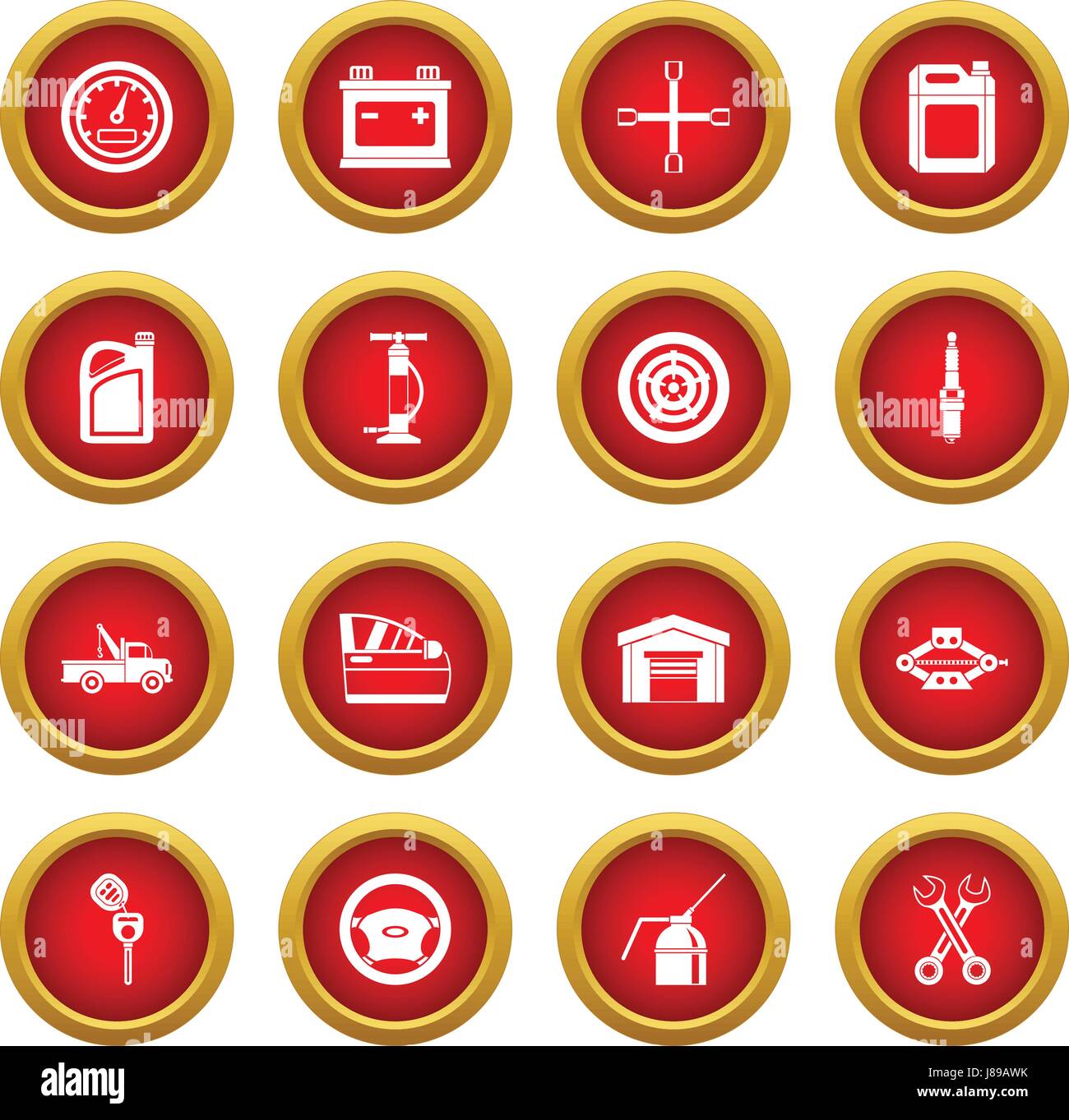 Car maintenance and repair icon red circle set Stock Vector Image & Art ...