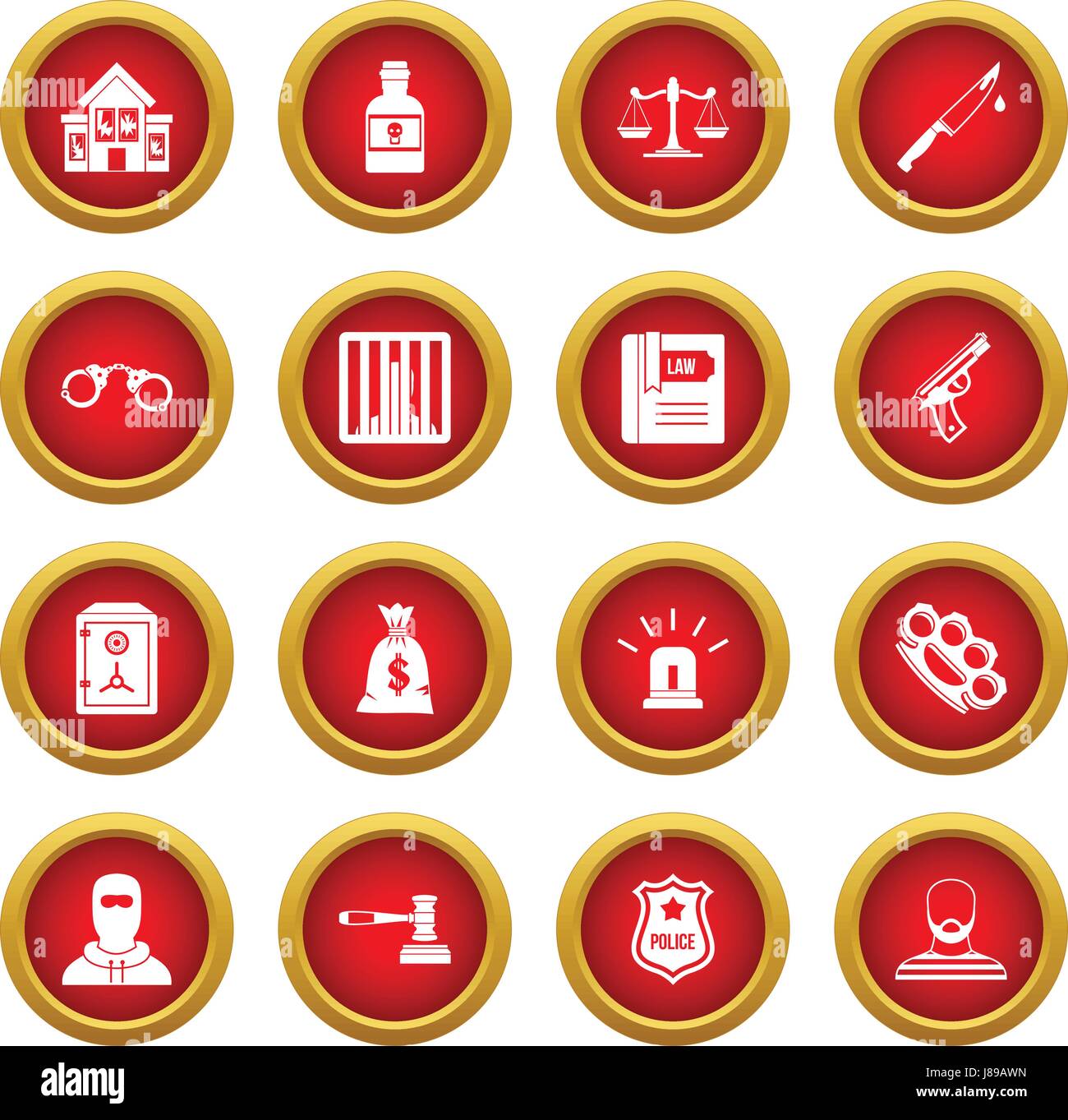 Crime and punishment icon red circle set Stock Vector Image & Art - Alamy