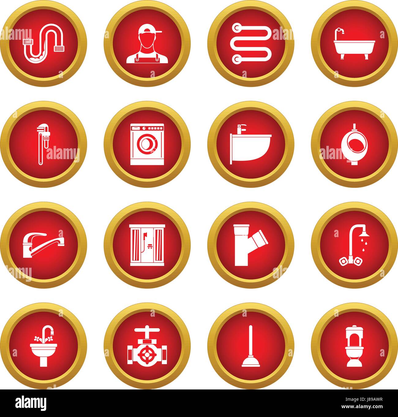 Plumbing icon red circle set Stock Vector Image & Art - Alamy