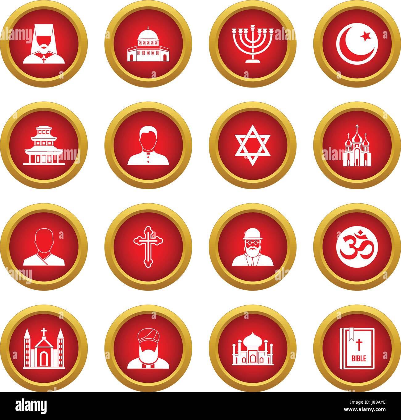 Religious symbol icon red circle set Stock Vector Image & Art - Alamy