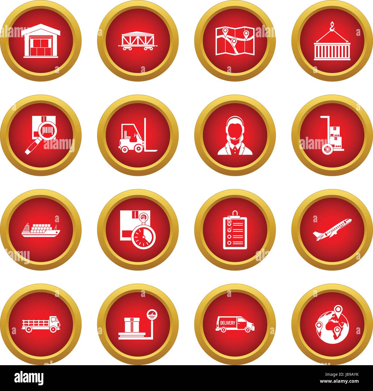 Logistic icon red circle set Stock Vector Image & Art - Alamy
