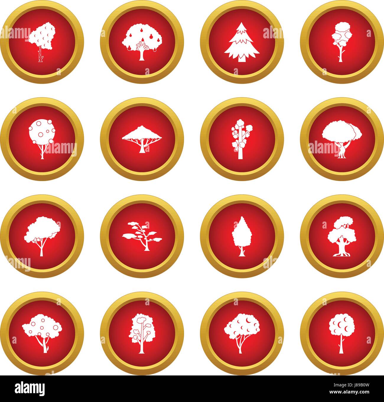 Trees icon red circle set Stock Vector Image & Art - Alamy