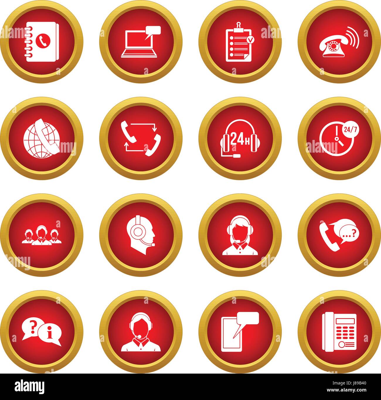 Call center symbols icon red circle set Stock Vector Image & Art - Alamy