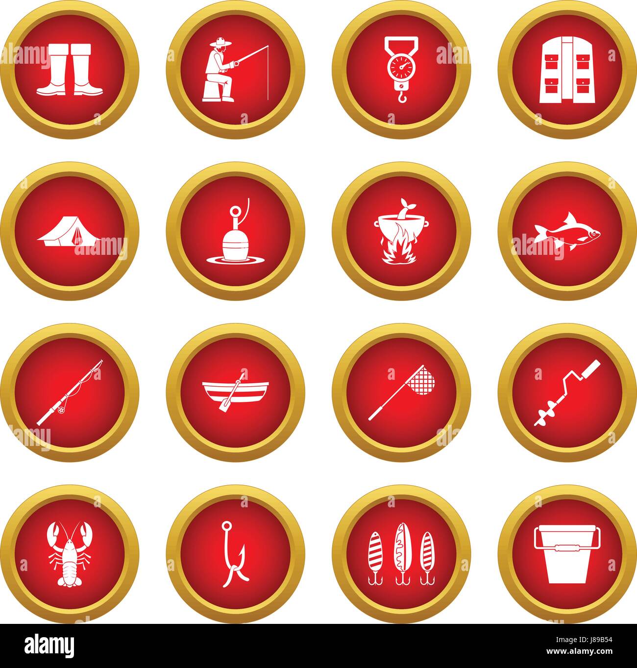 Fishing tools icon red circle set Stock Vector Image & Art - Alamy