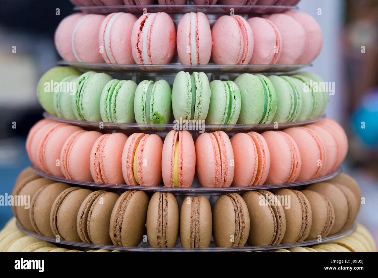 Colourful stacked French Macarons Stock Photo - Alamy