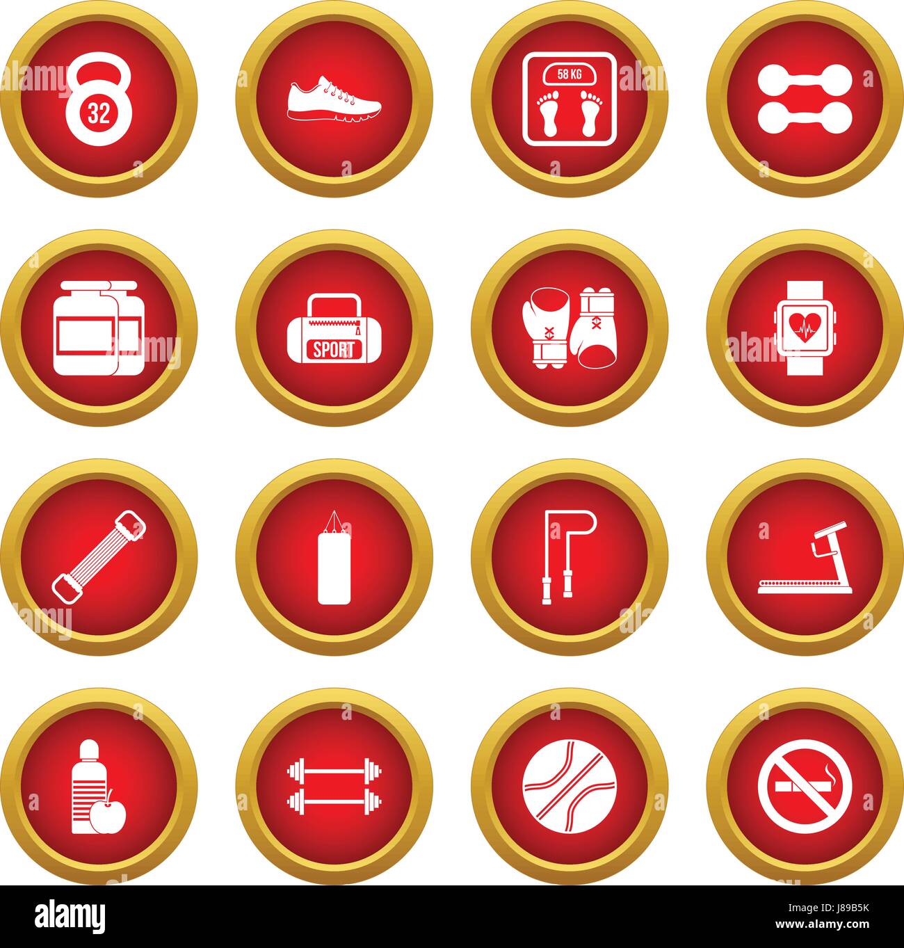 Gym icon red circle set Stock Vector Image & Art - Alamy