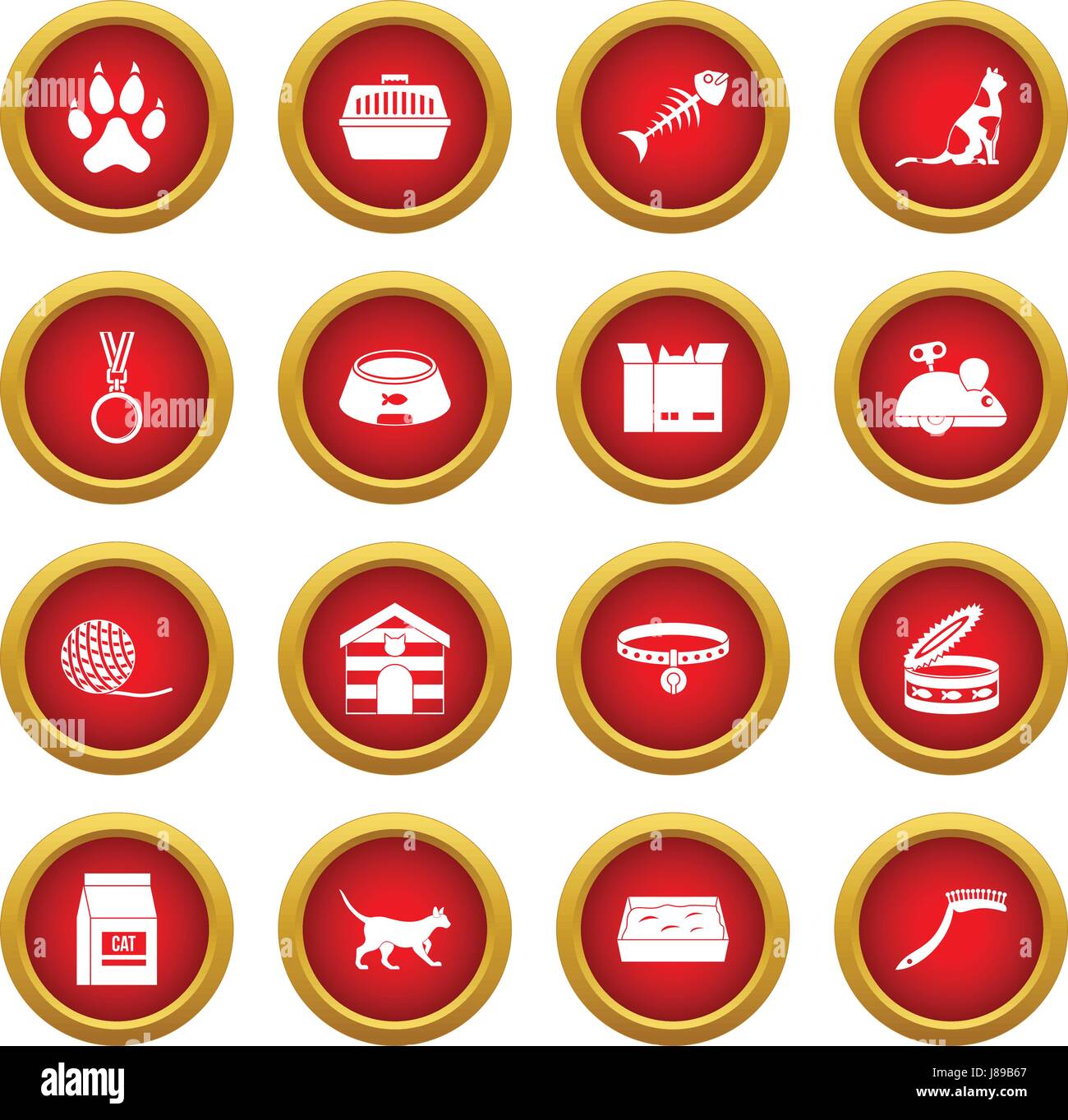 Cat care tools icon red circle set Stock Vector Image & Art - Alamy