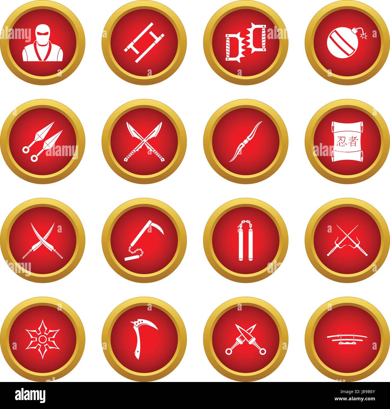 Ninja tools icon red circle set Stock Vector Image & Art - Alamy