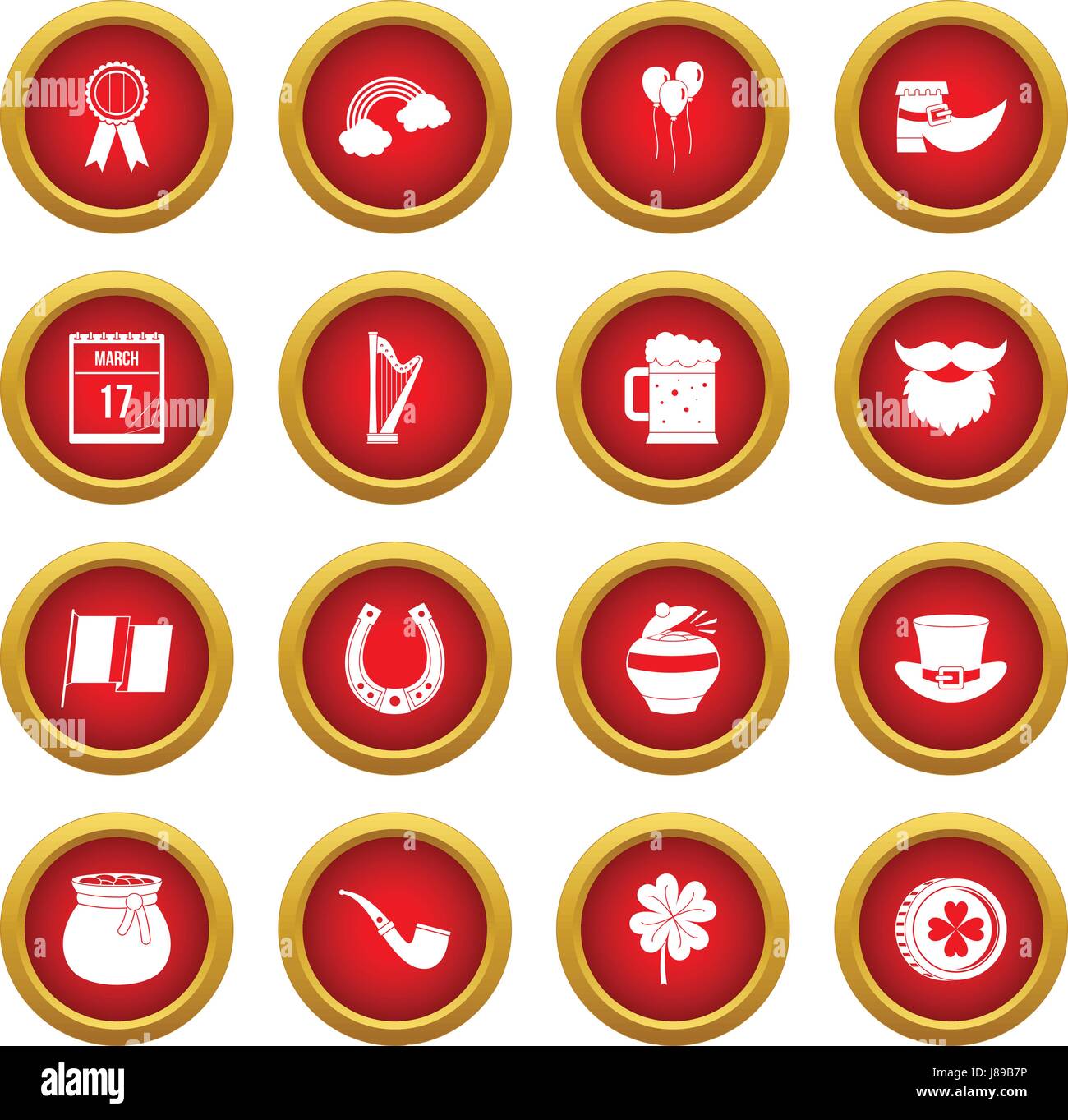 Saint Patrick icon red circle set Stock Vector Image & Art - Alamy