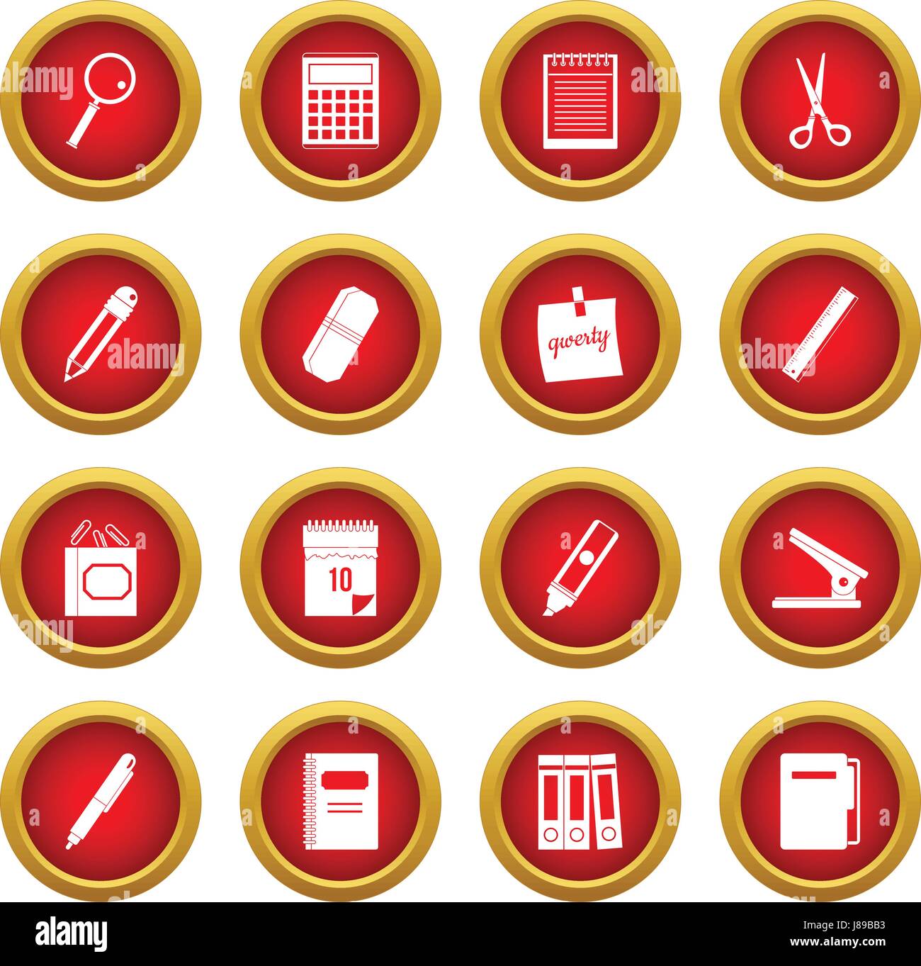 Stationery symbols icon red circle set Stock Vector Image & Art - Alamy