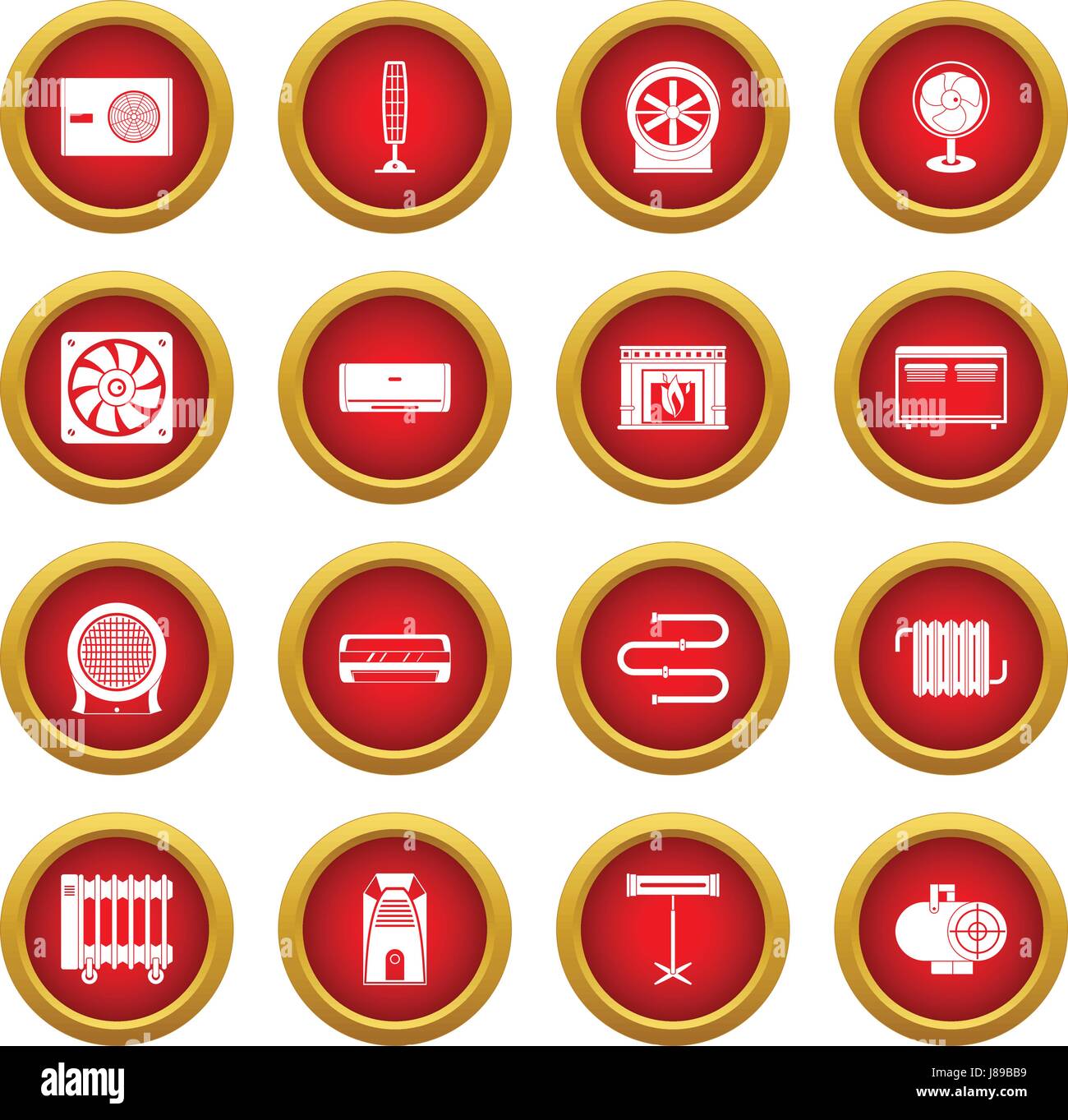 Heating cooling air icon red circle set Stock Vector Image & Art - Alamy