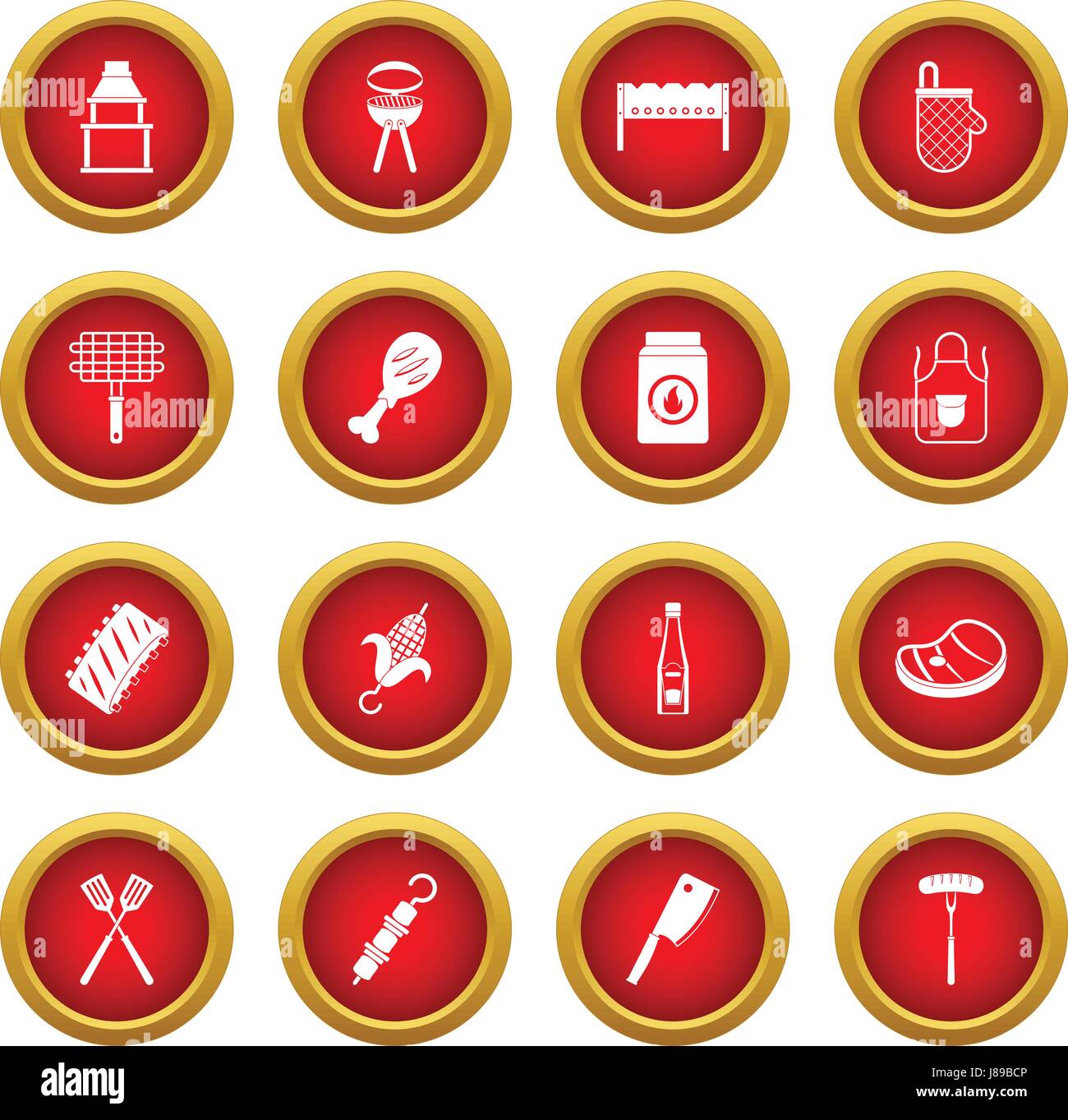 BBQ food icon red circle set Stock Vector Image & Art - Alamy