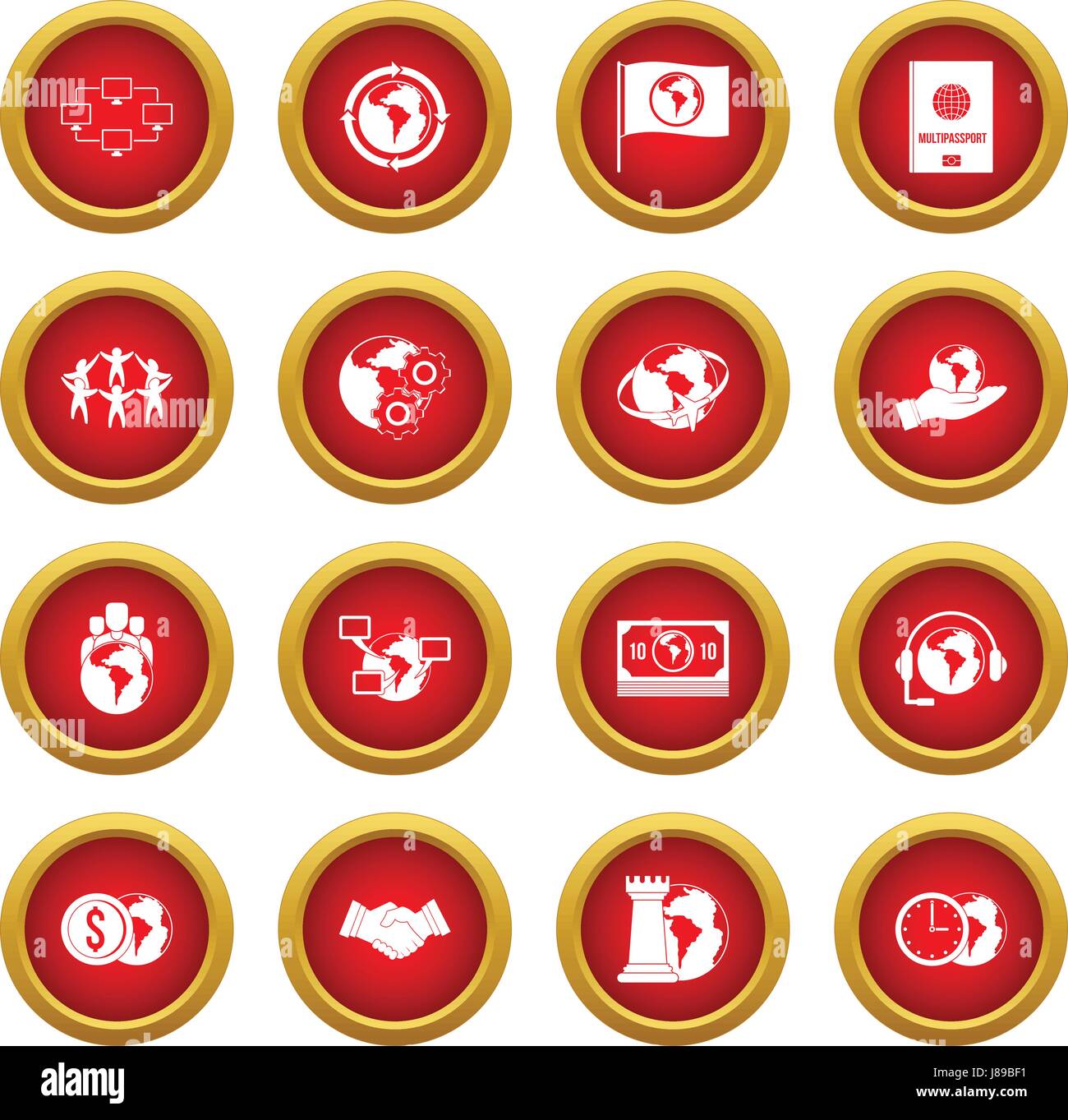 Global connections icon red circle set Stock Vector Image & Art - Alamy