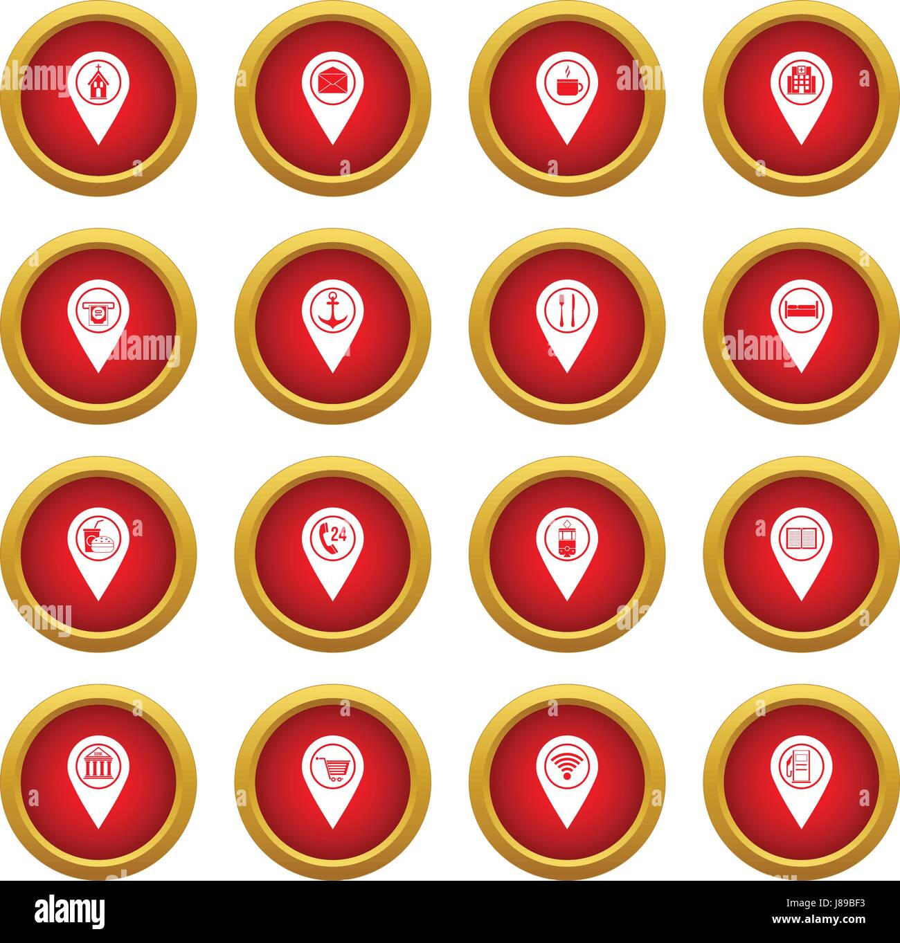 Points of interest icon red circle set Stock Vector Image & Art - Alamy