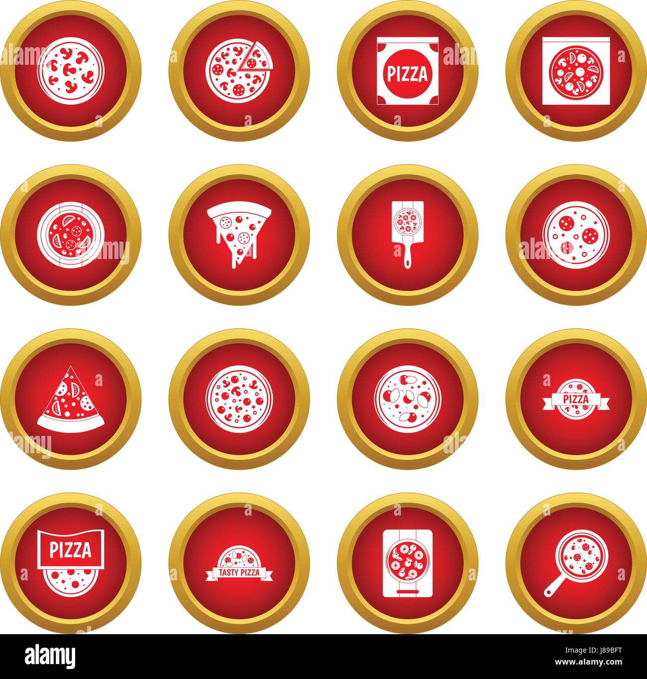 Pizza icon red circle set Stock Vector Image & Art - Alamy
