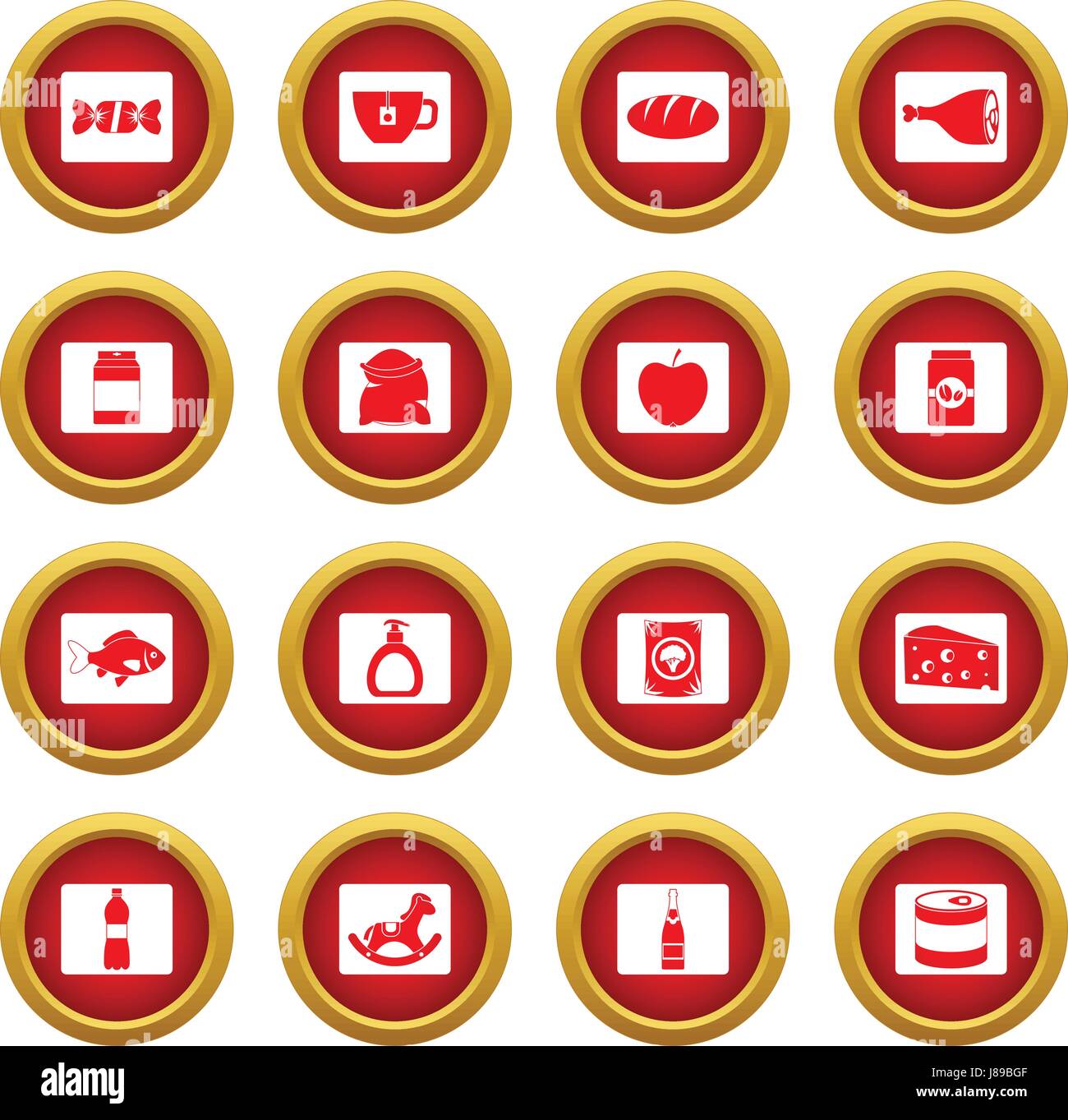 Shop navigation foods icon red circle set Stock Vector Image & Art - Alamy