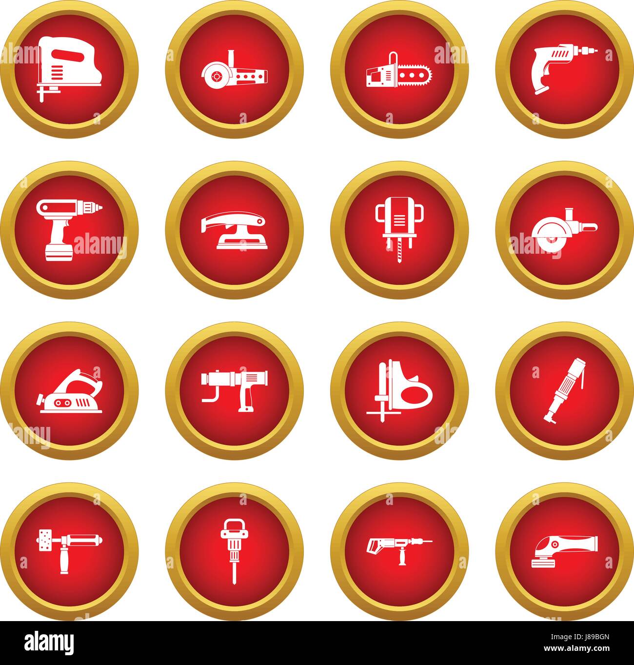 Electric tools icon red circle set Stock Vector Image & Art - Alamy