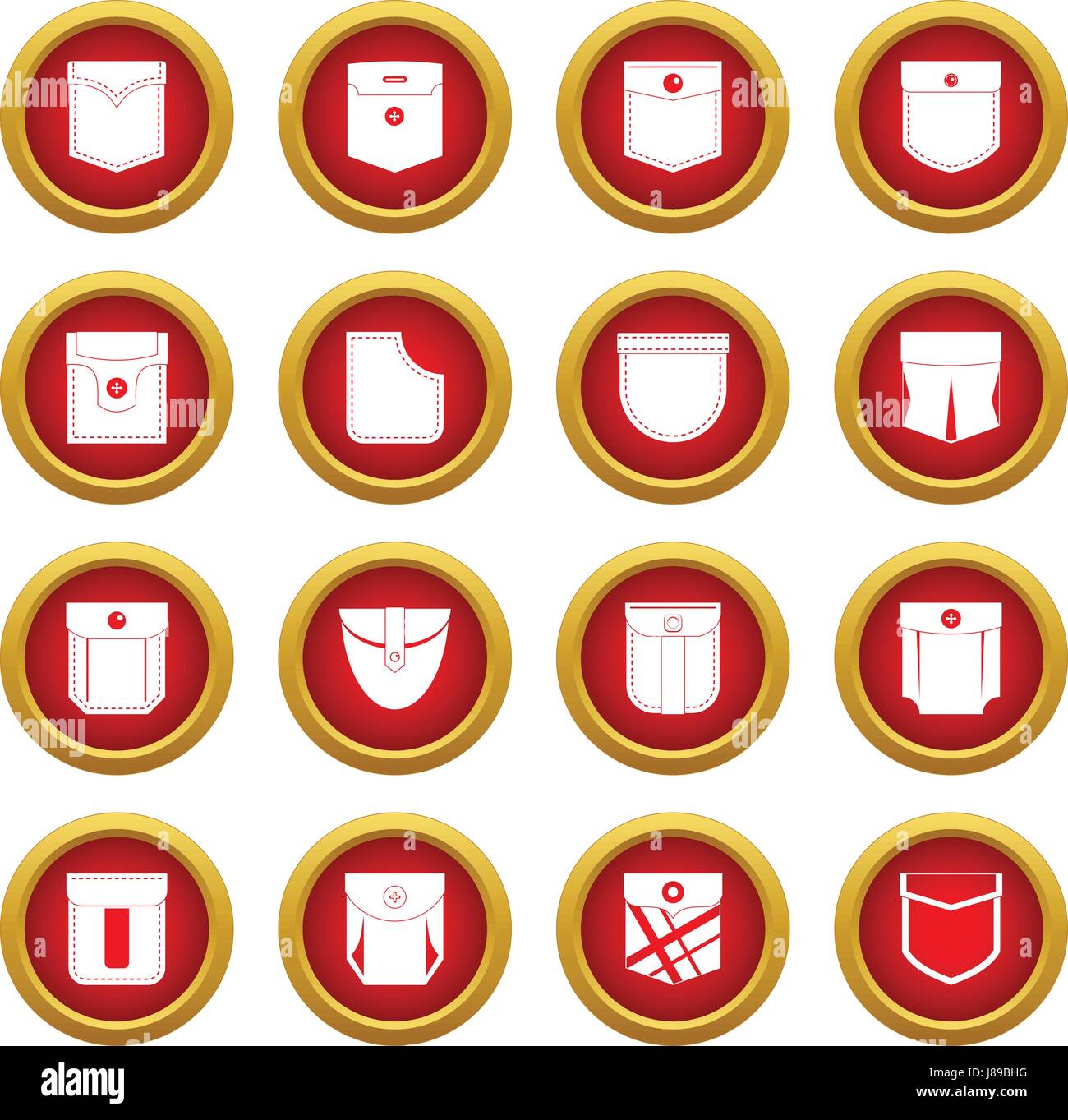 Pocket types icon red circle set Stock Vector Image & Art - Alamy
