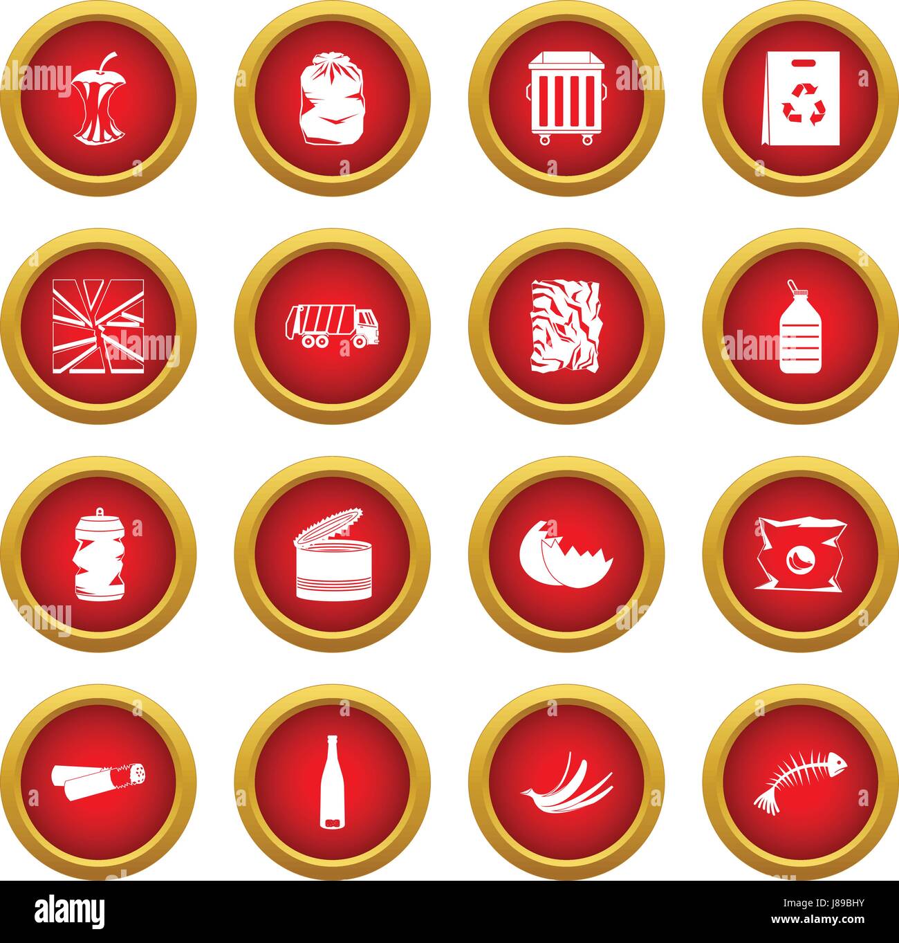 Waste and garbage icon red circle set Stock Vector Image & Art - Alamy