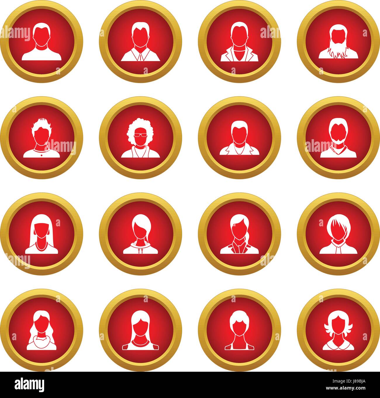 Avatars set icon red circle set Stock Vector Image & Art - Alamy