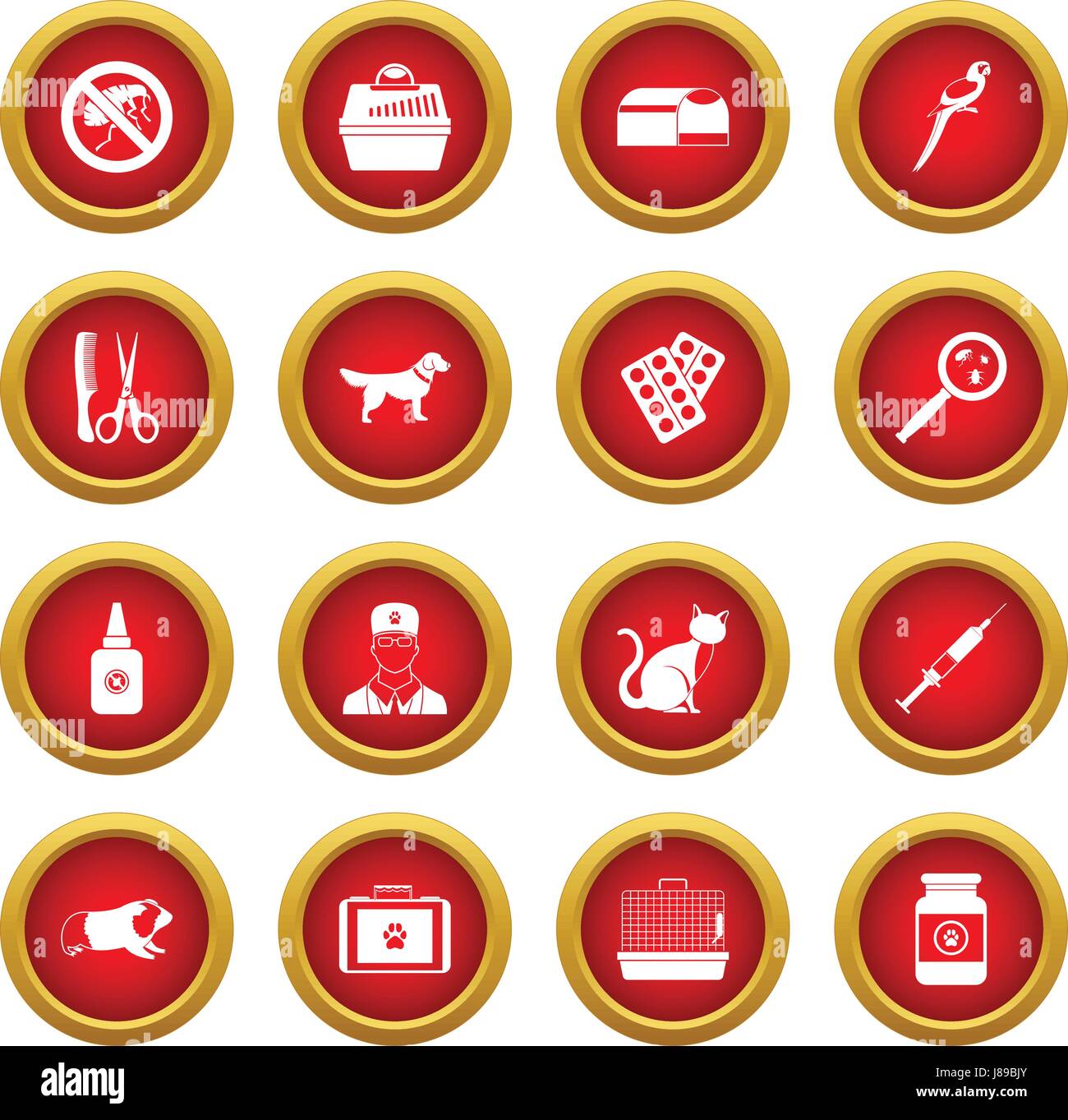 Veterinary icon red circle set Stock Vector Image & Art - Alamy