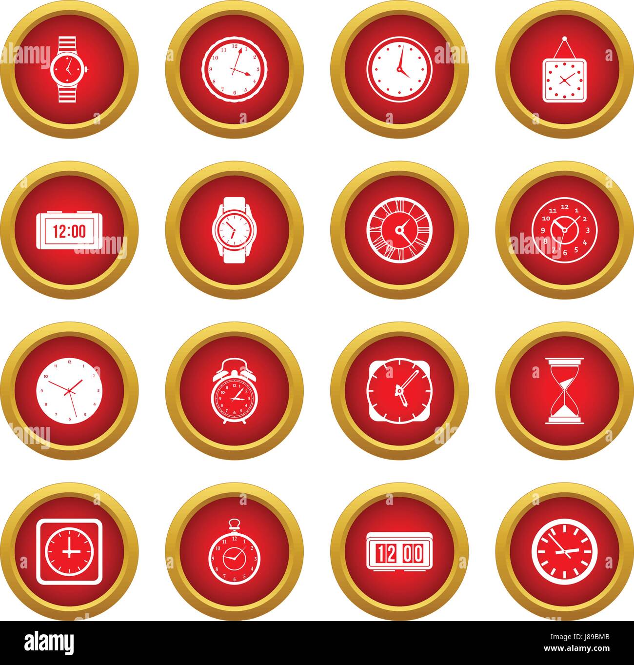 Time and Clock icon red circle set Stock Vector Image & Art - Alamy