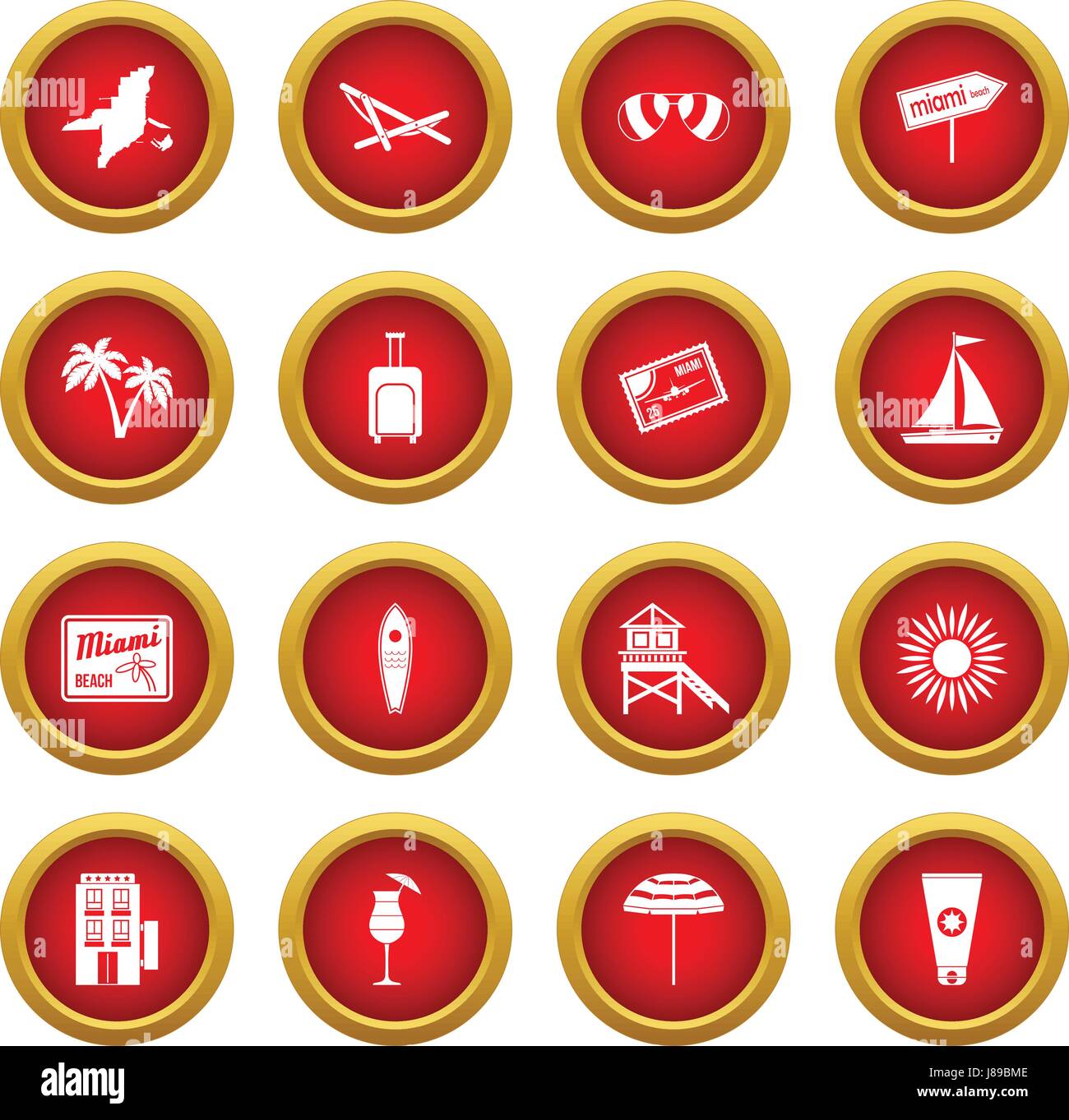Miami icon red circle set Stock Vector Image & Art - Alamy